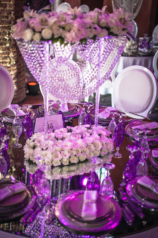 Reflective Tablescape, Purple Lighting