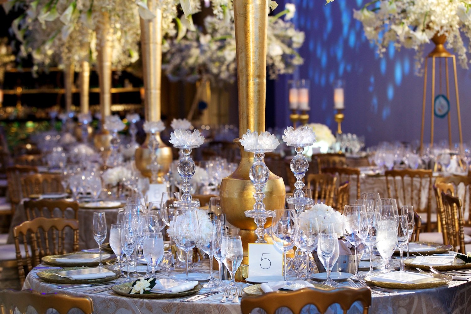 Reception Décor Photos - Rock Crystal Table Décor - Inside Weddings