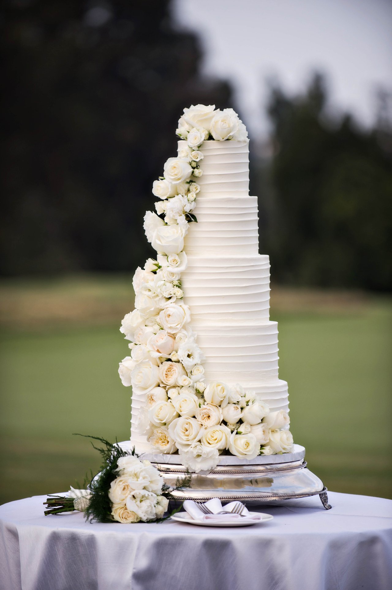 Five-Tier Wedding Cake with Flowers