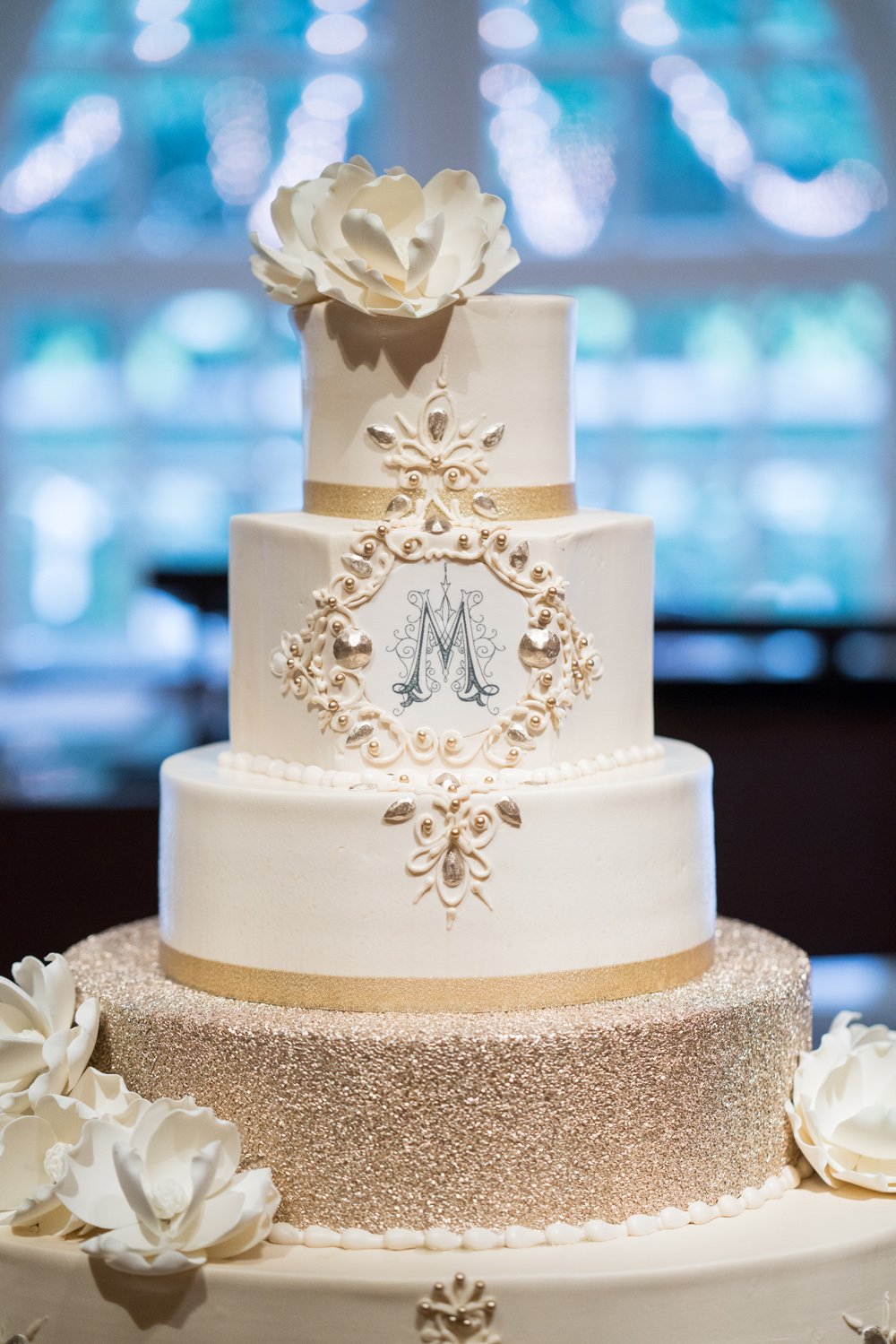 Gilded Cake with Monogram