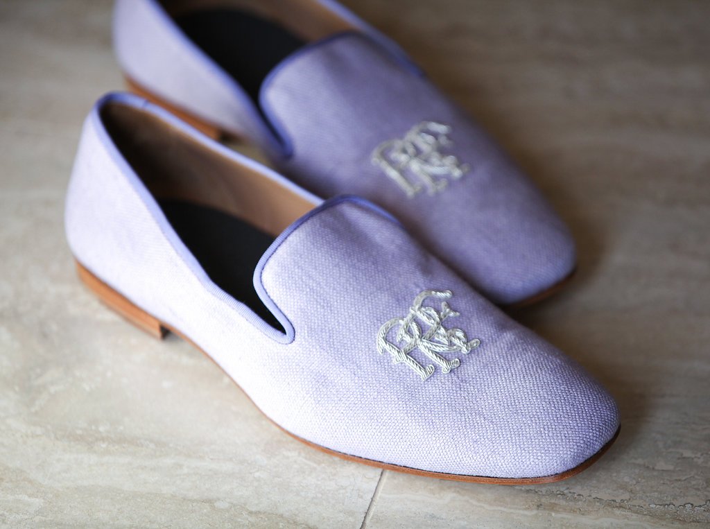 Monogrammed Lavender Slippers