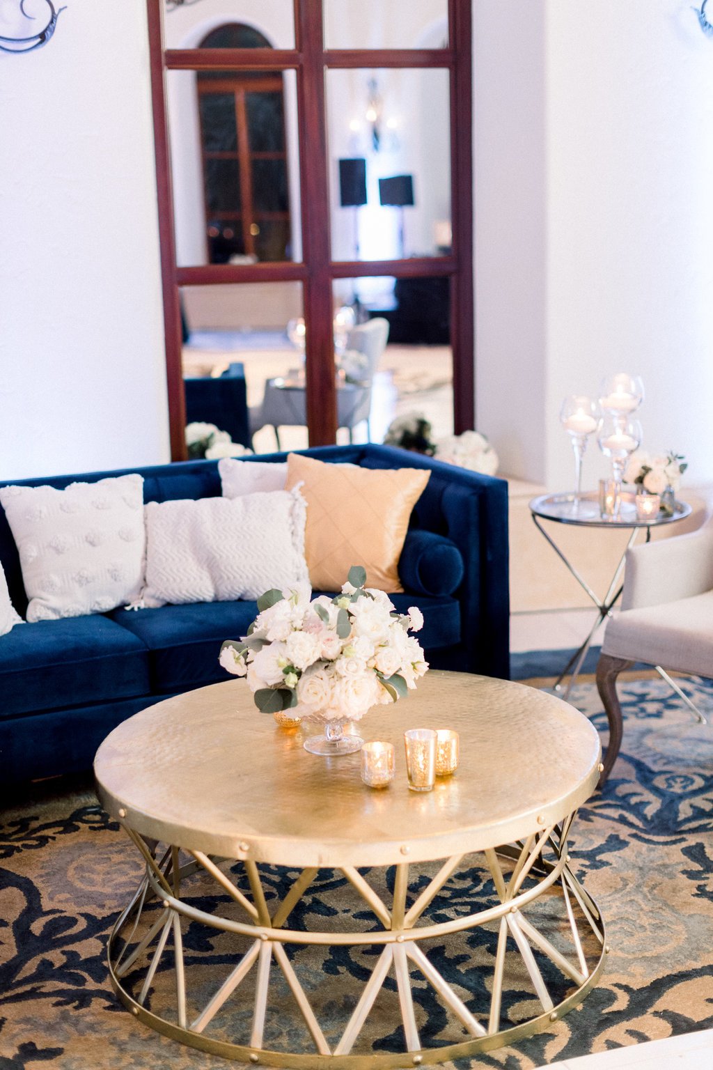 Navy Blue Sofa at Reception Lounge