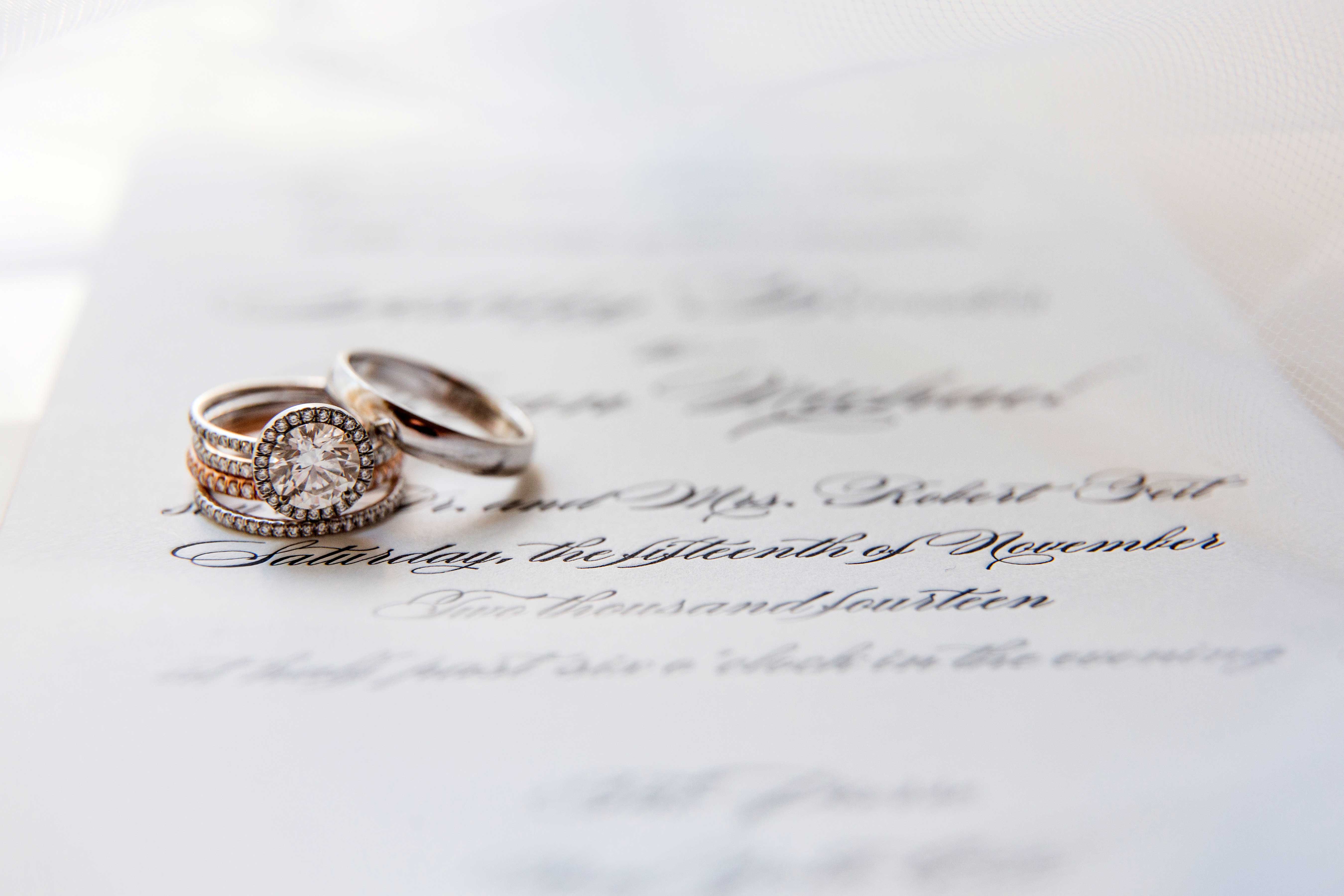 Wedding Rings on Classic Wedding Invitation