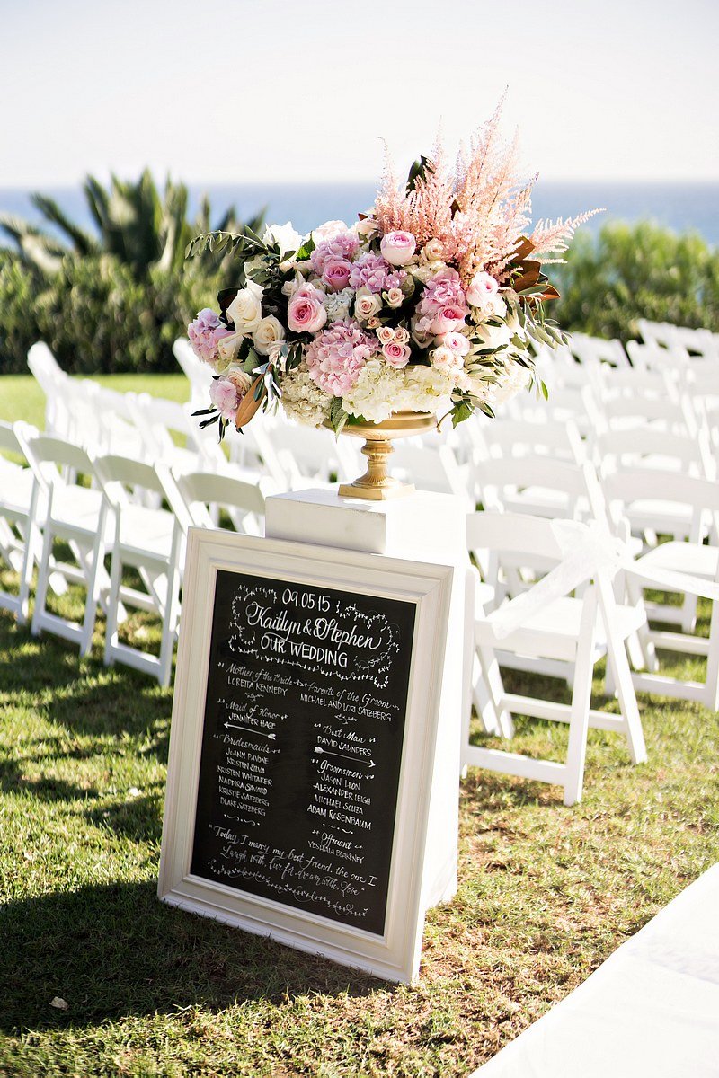 Wedding Party Blackboard Sign at Ceremony