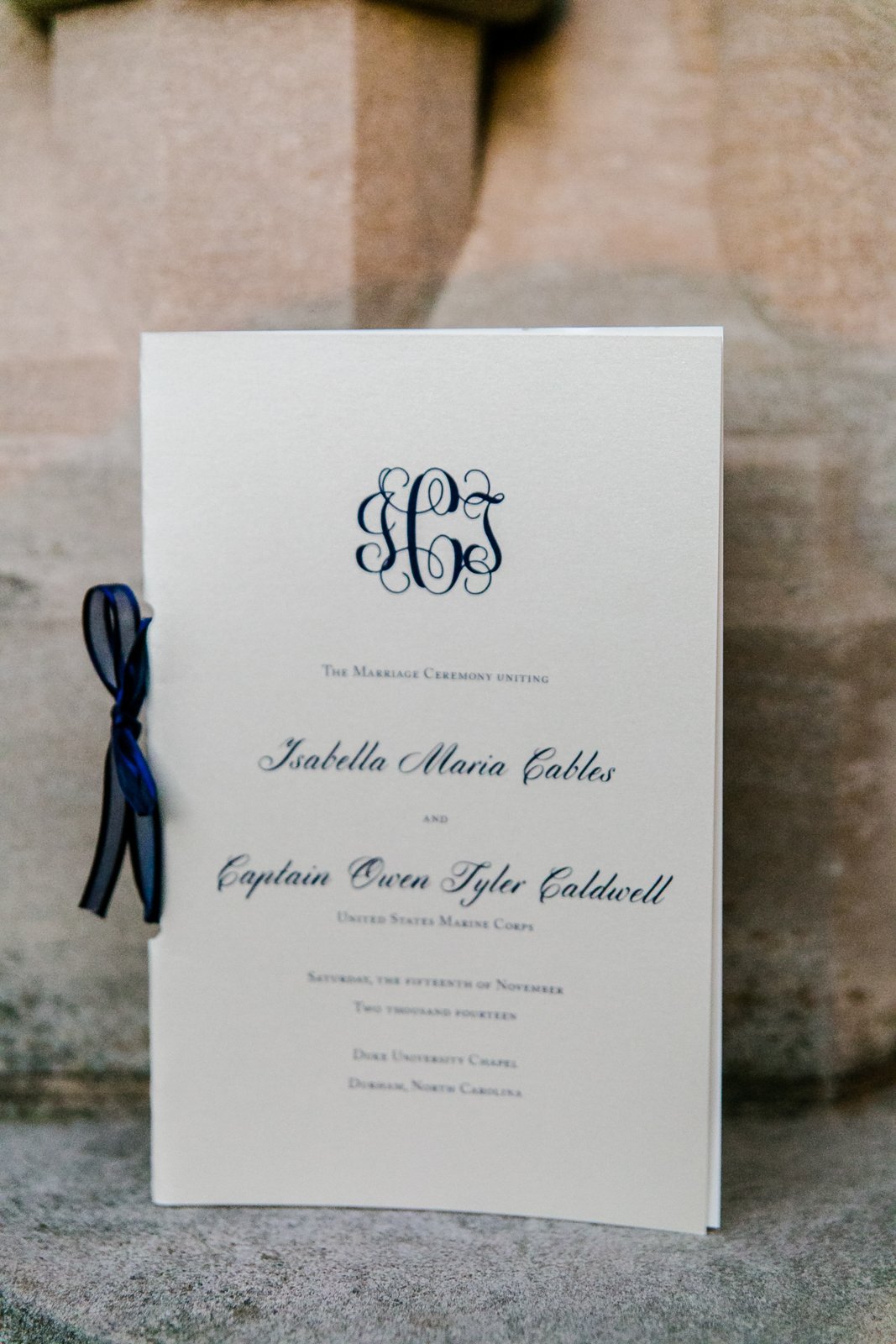 Ivory & Blue Ceremony Program