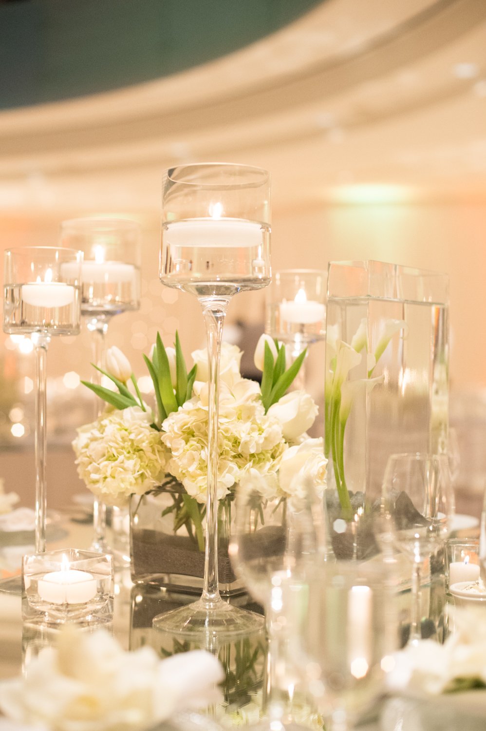 Monet Candle Holders and Ivory Blooms