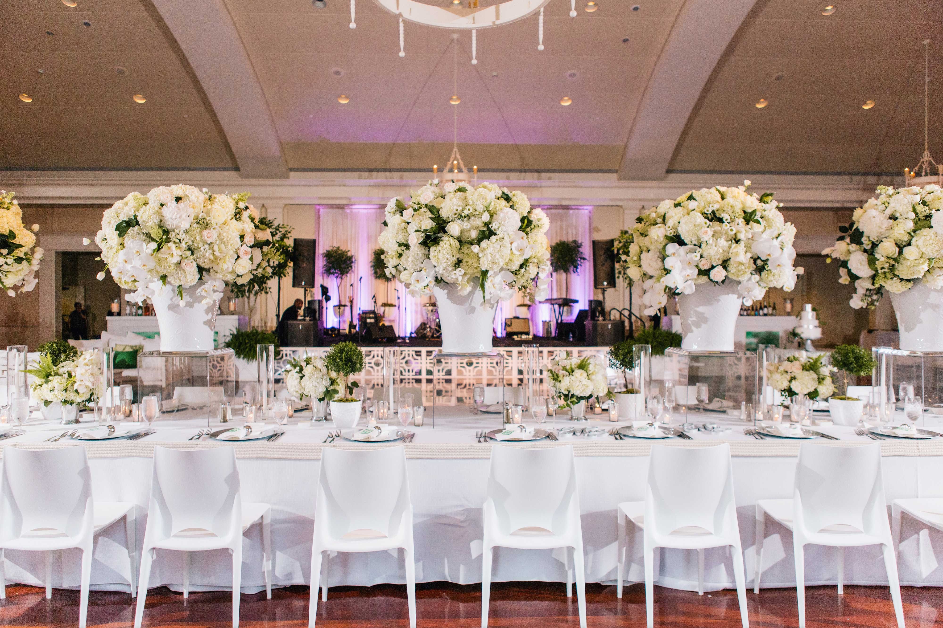 White Head Table with View of Stage