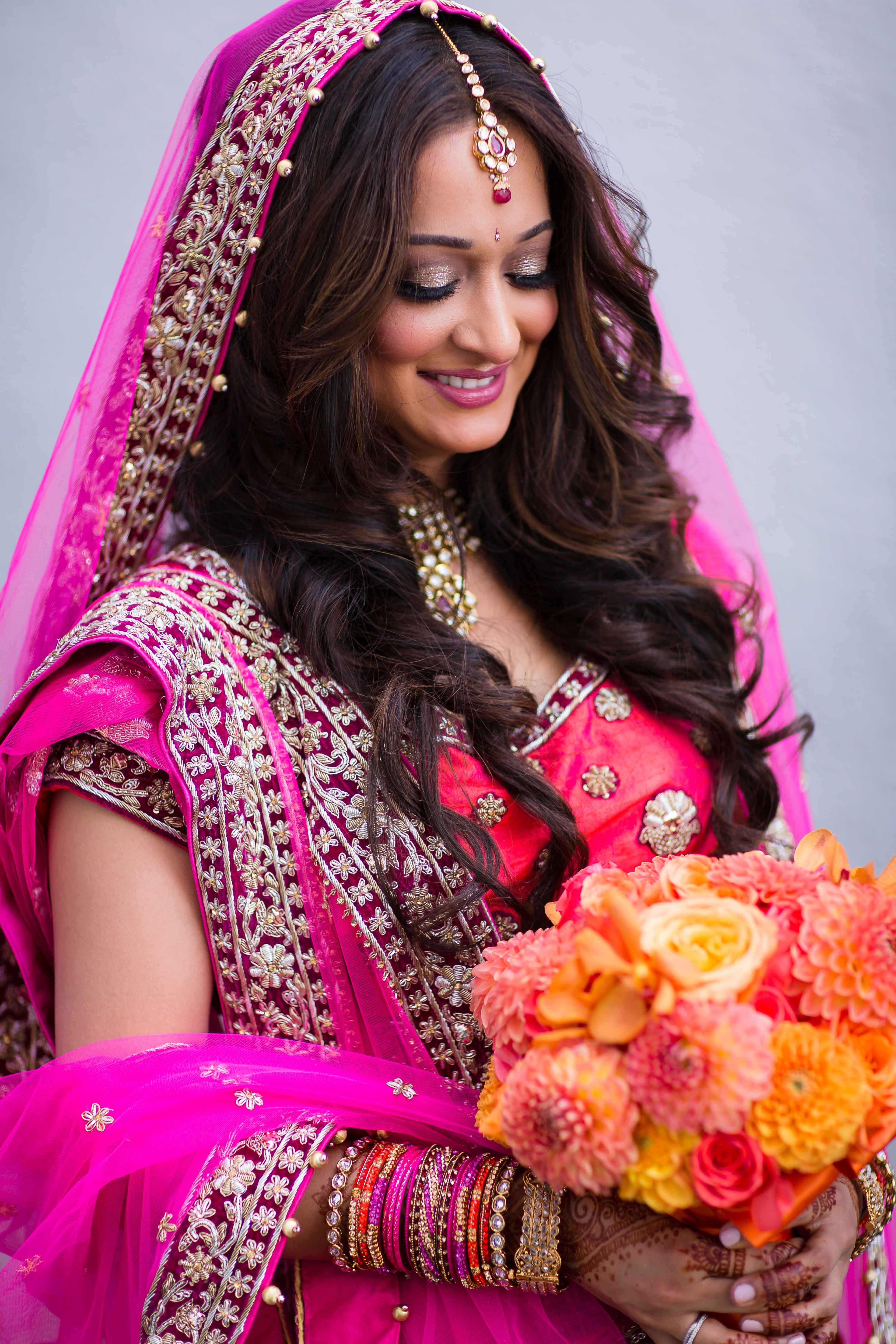Indian Bride with Orange & Yellow Bouquet