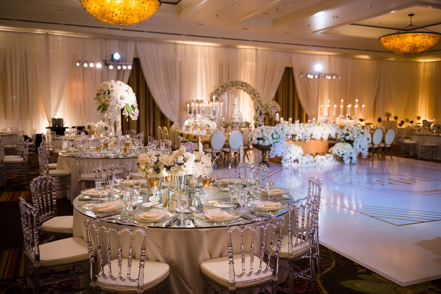 Round Table with Low Centerpiece Arrangement