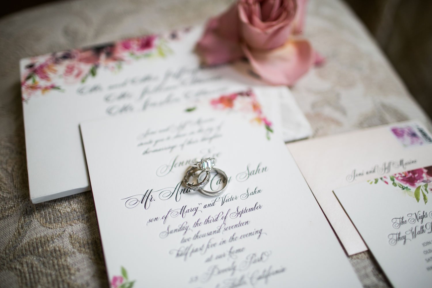Floral Invitation Suite with Rings