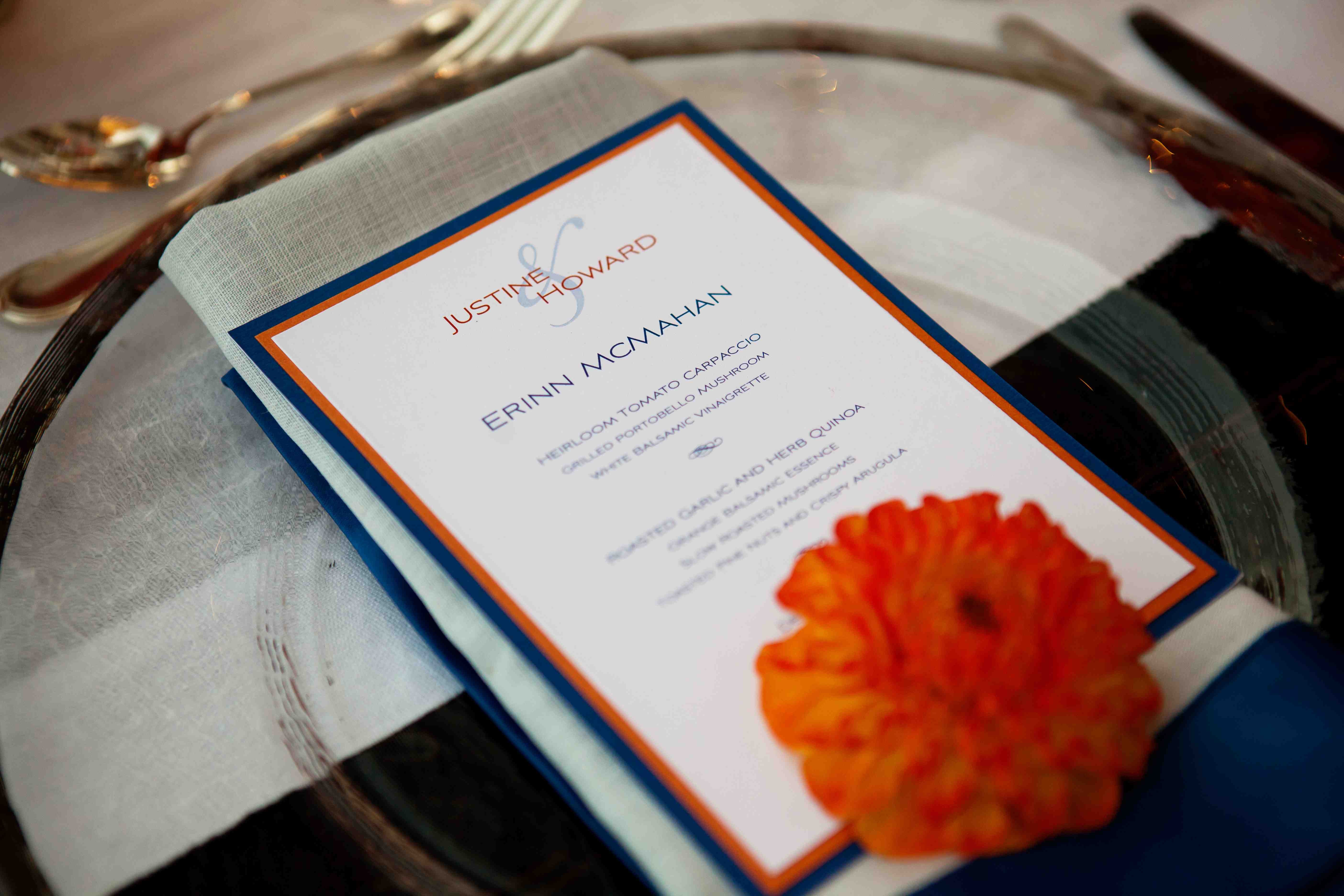 Blue & Orange Menu Card