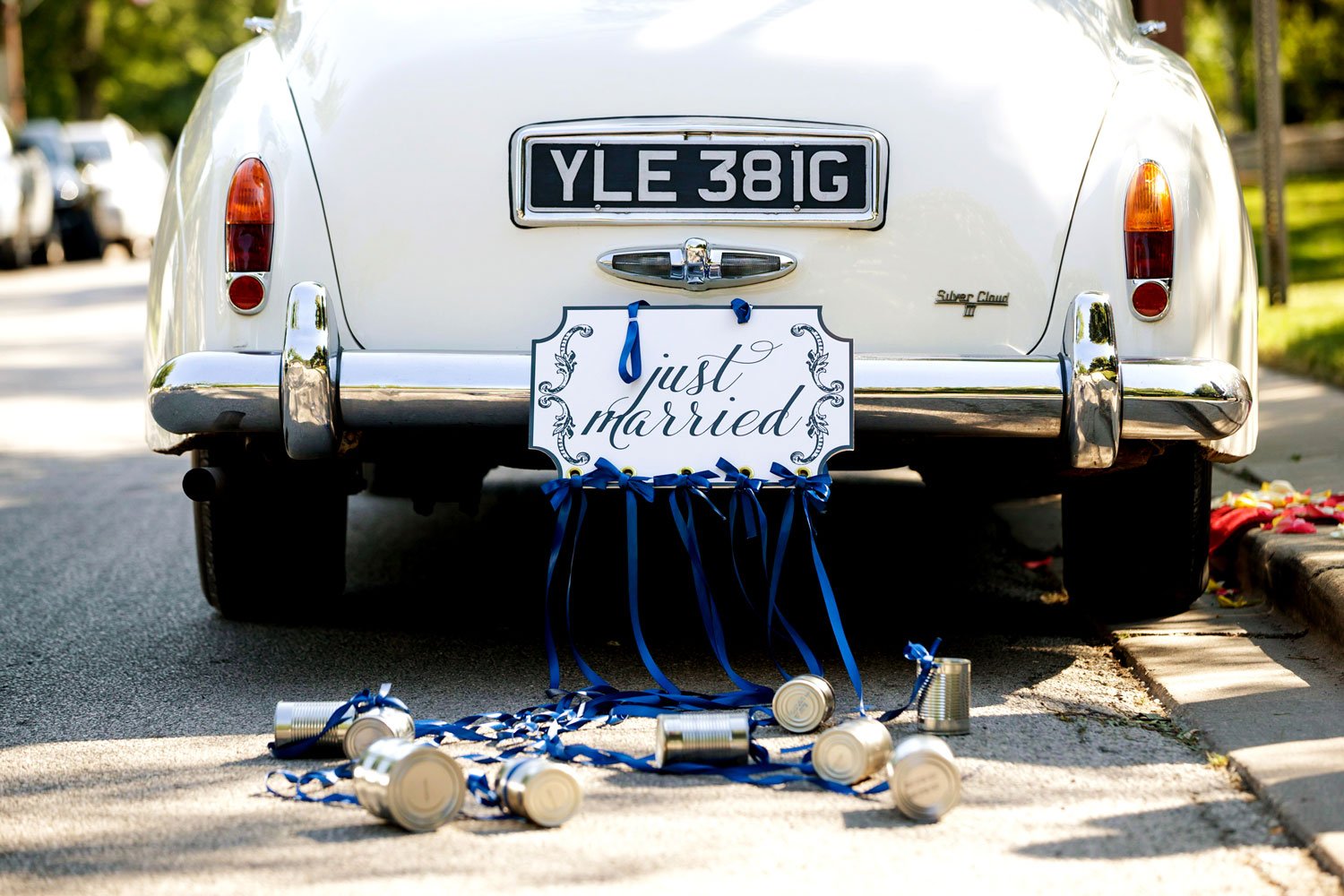 Classic Car with "Just Married" Sign