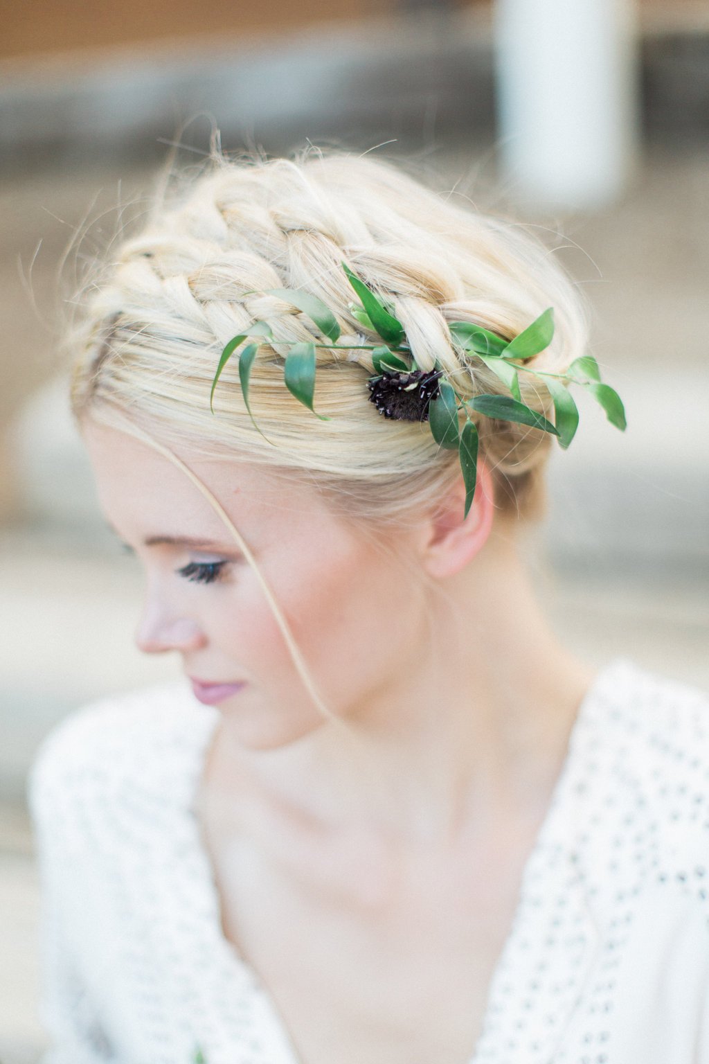 Bridal Braid with Flower and Foliage