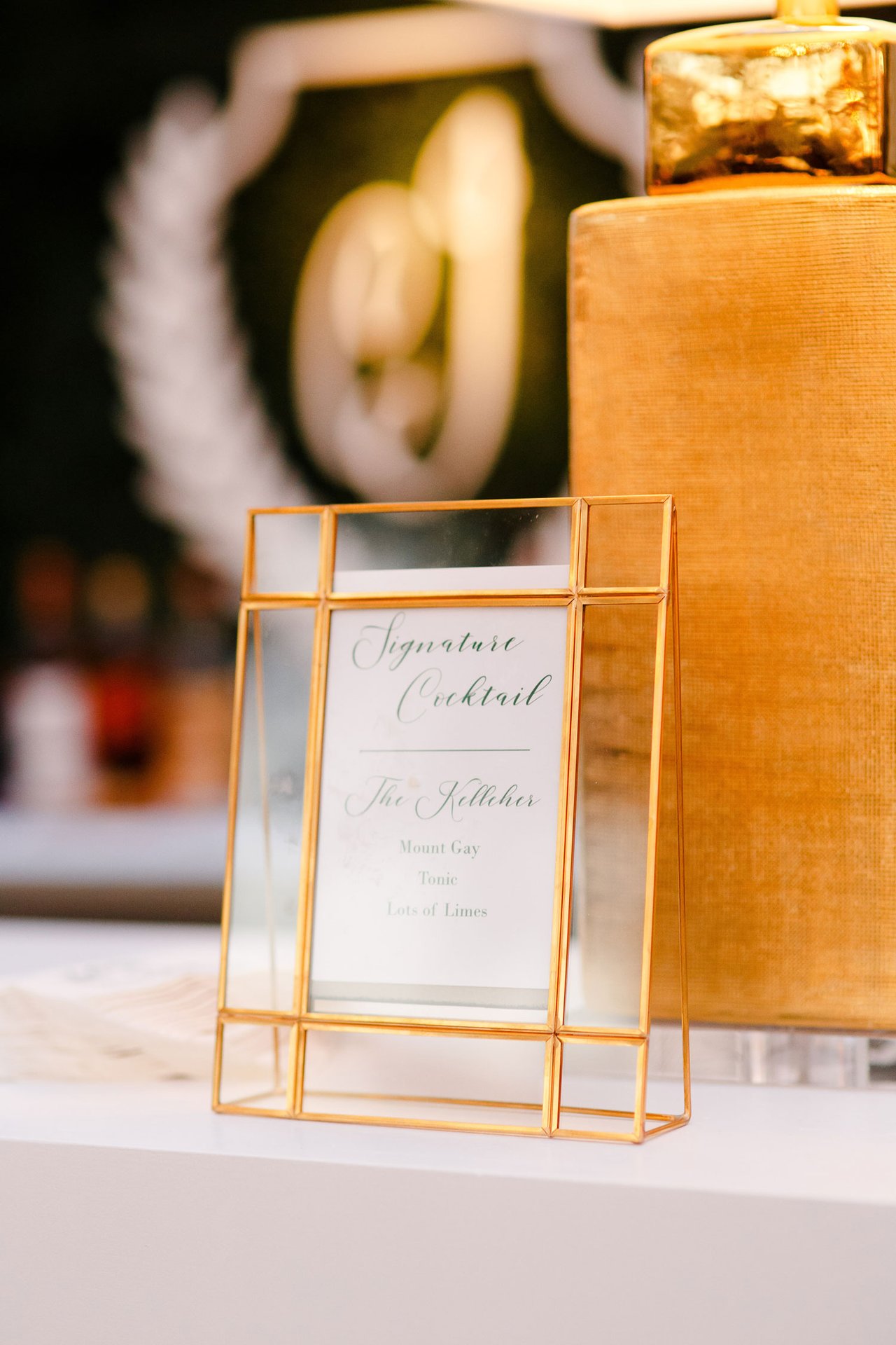 Signature Cocktail Menu in Gold Frame