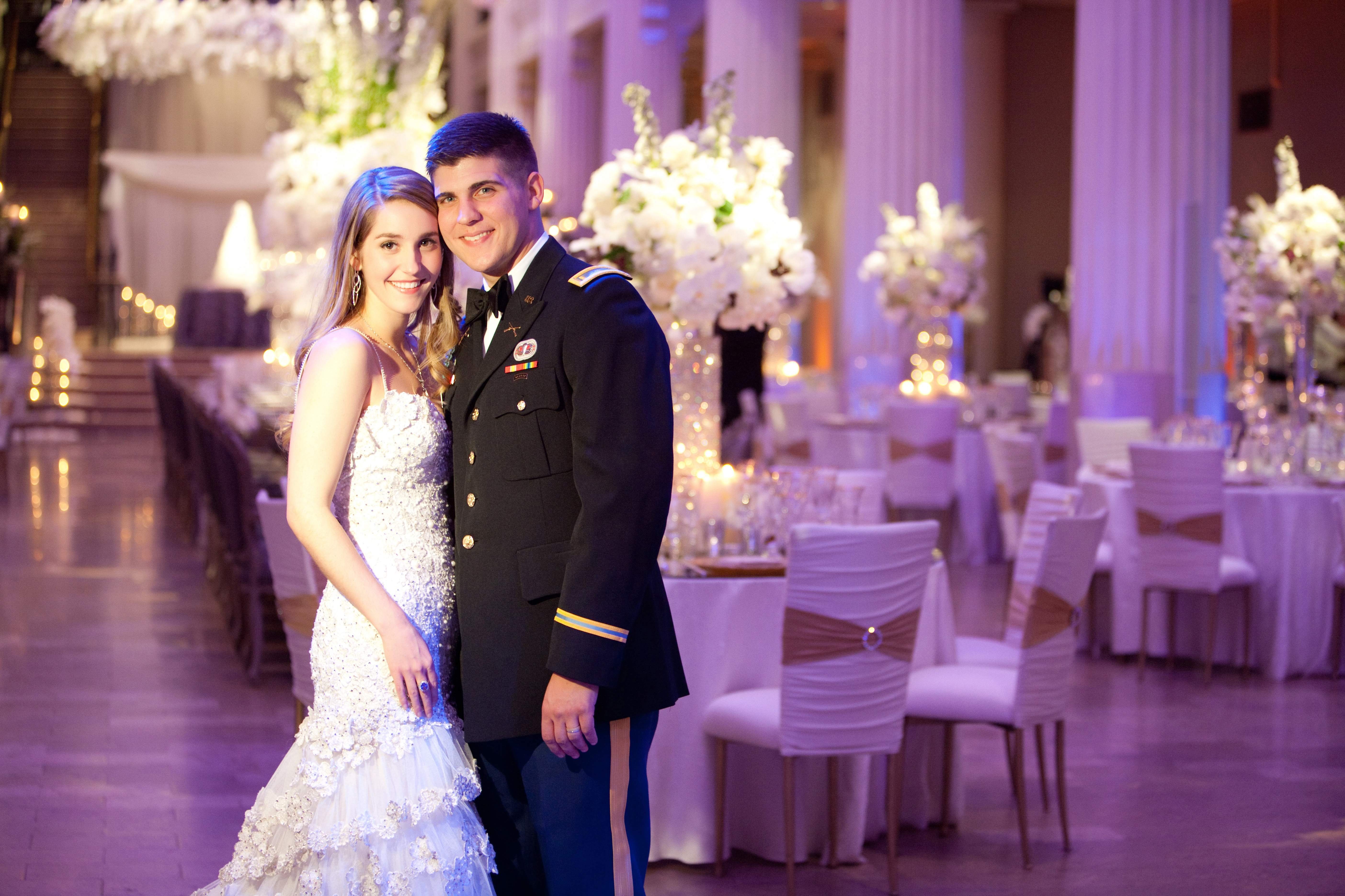 Couples Photos - Military Wedding Couple in Purple Lighting - Inside ...