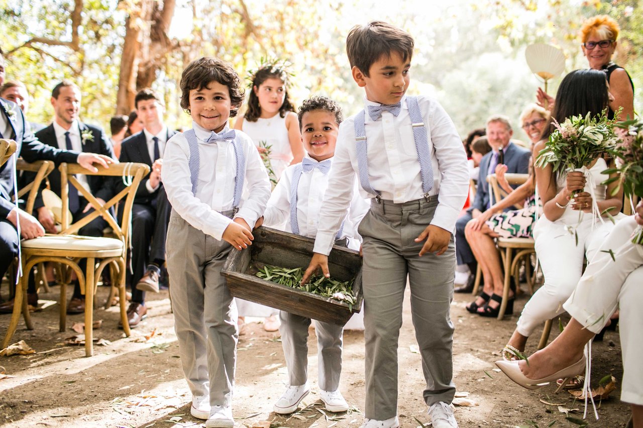 Ring Bearers Tossing Olive Leaves
