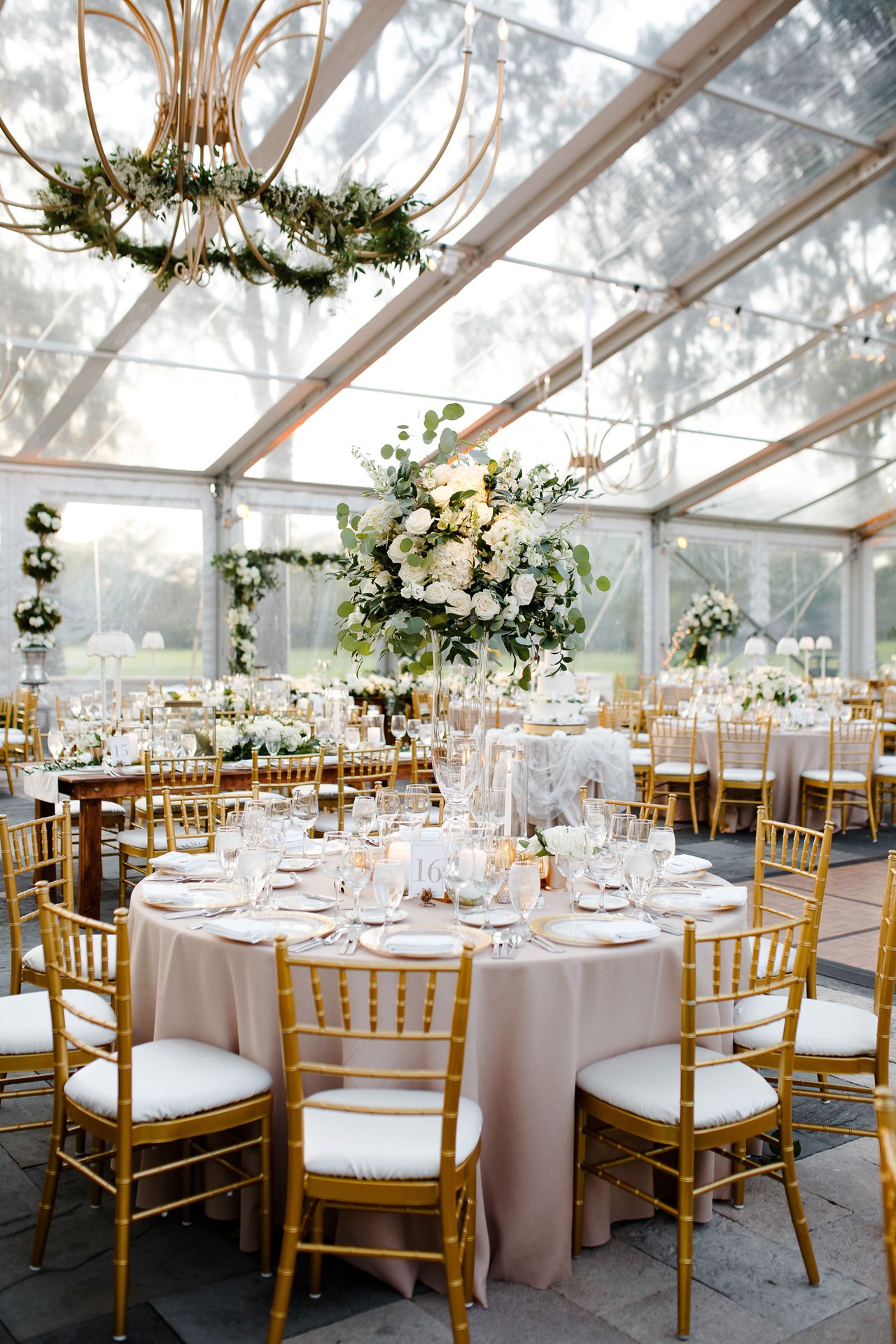 Gold Chairs Around Round Reception Table