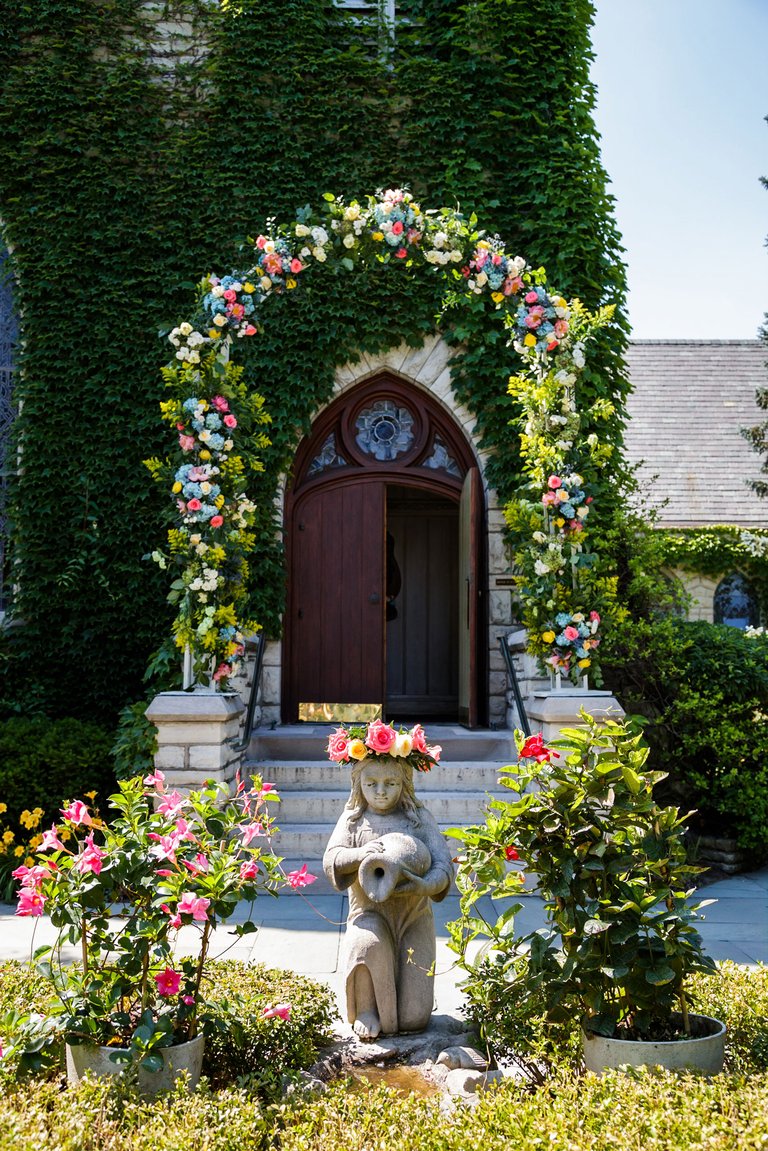 Floral Arch Outside of Church