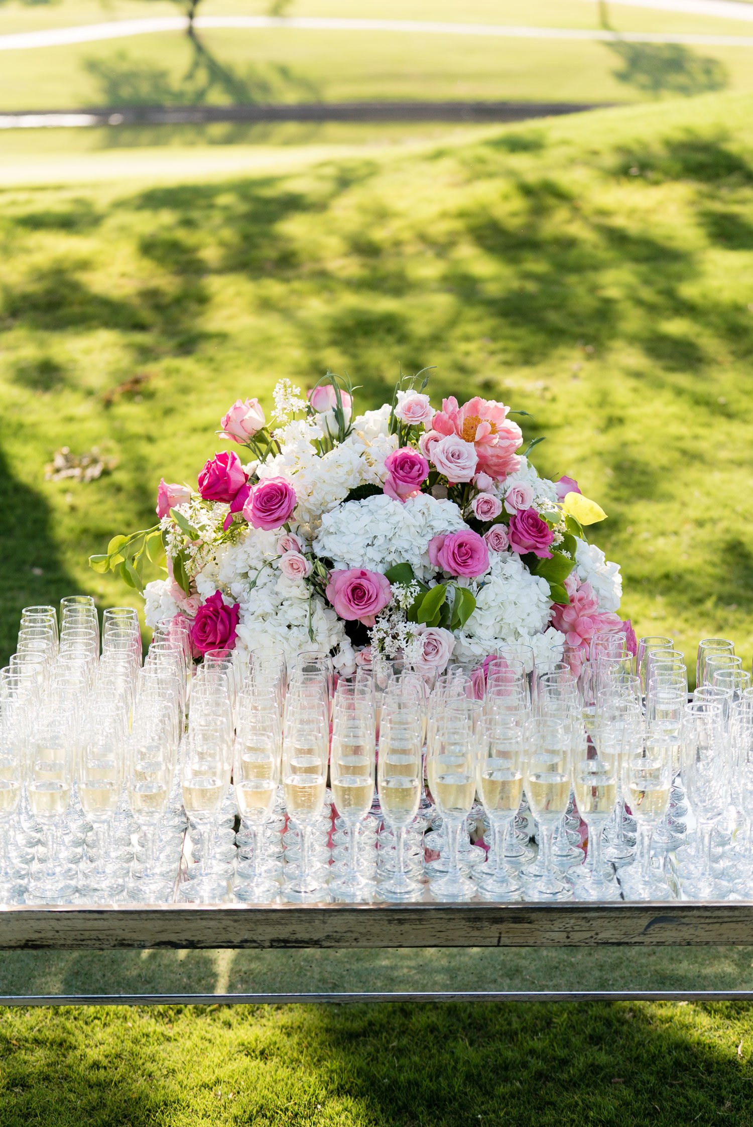 Champagne in Flutes on Ceremony Table