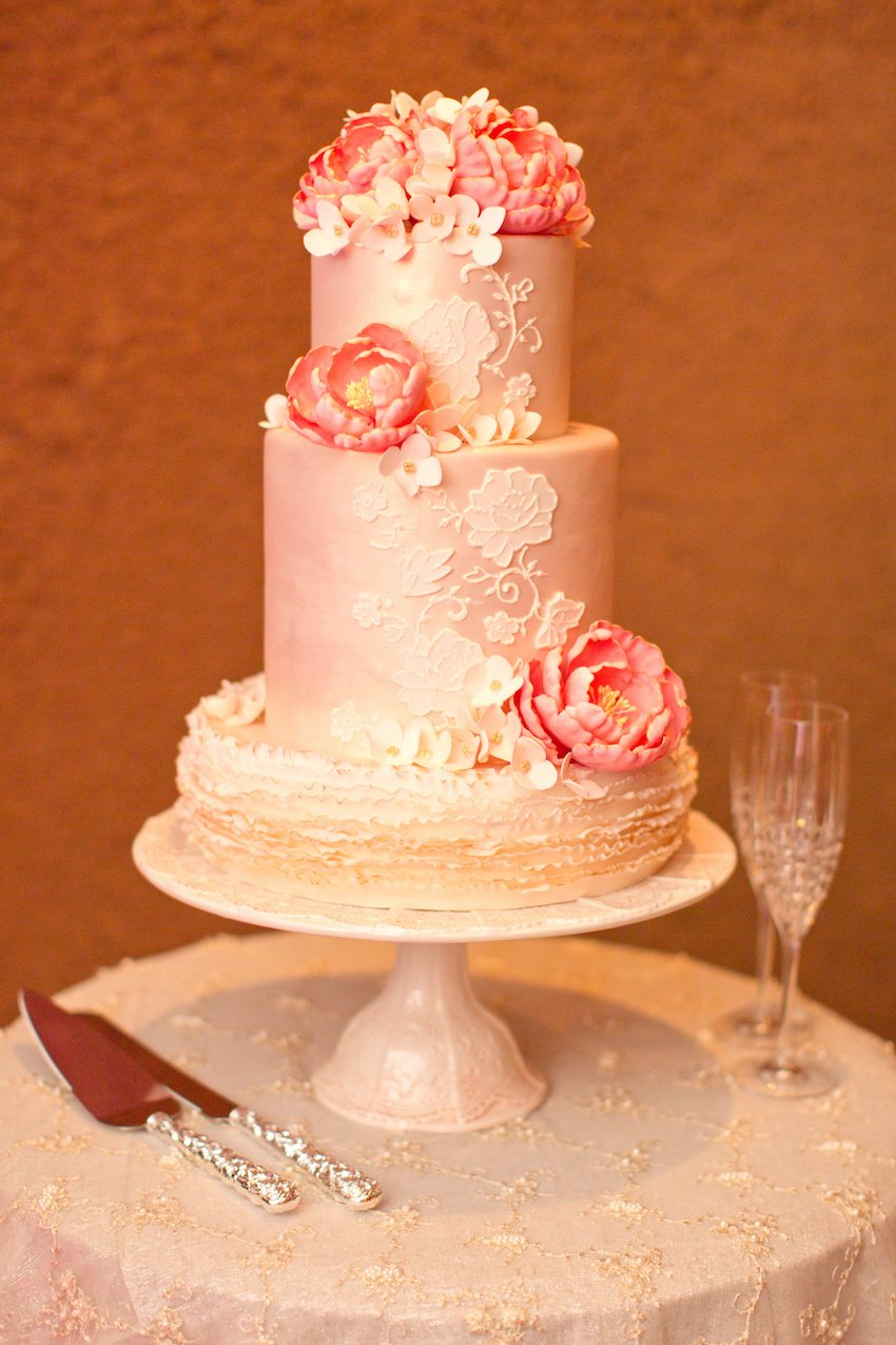 Blush & Ruffled Wedding Cake