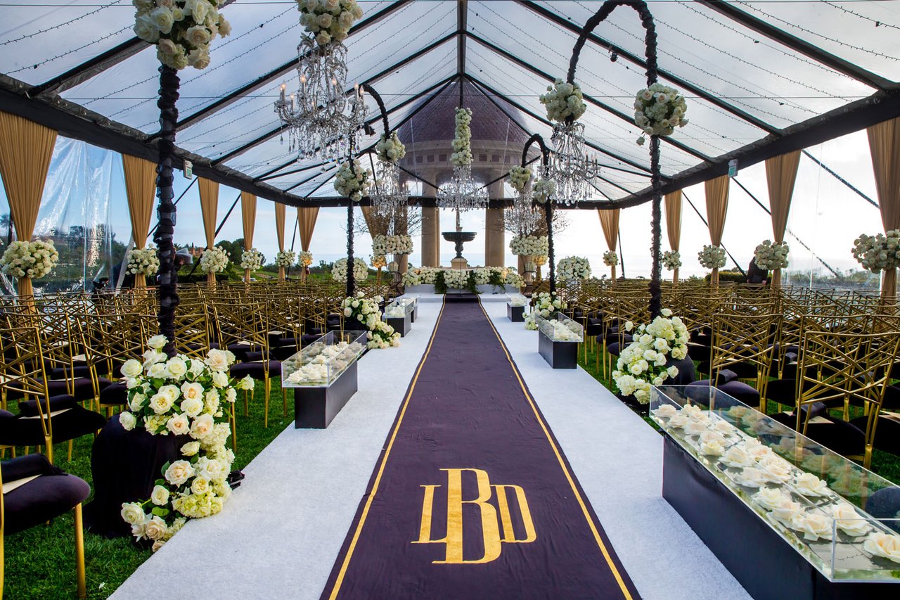 Gold & Black Monogrammed Aisle Runner