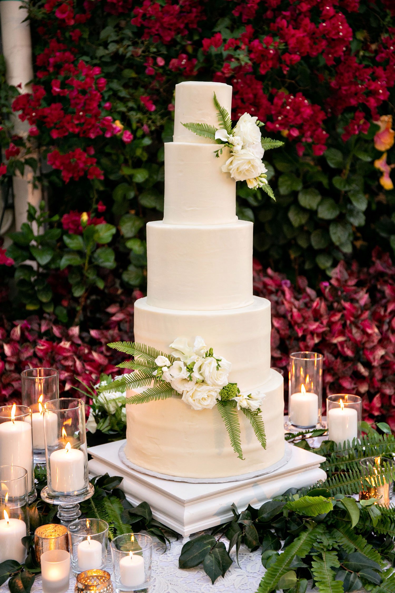 Five-Layer Cake with Flowers and Ferns