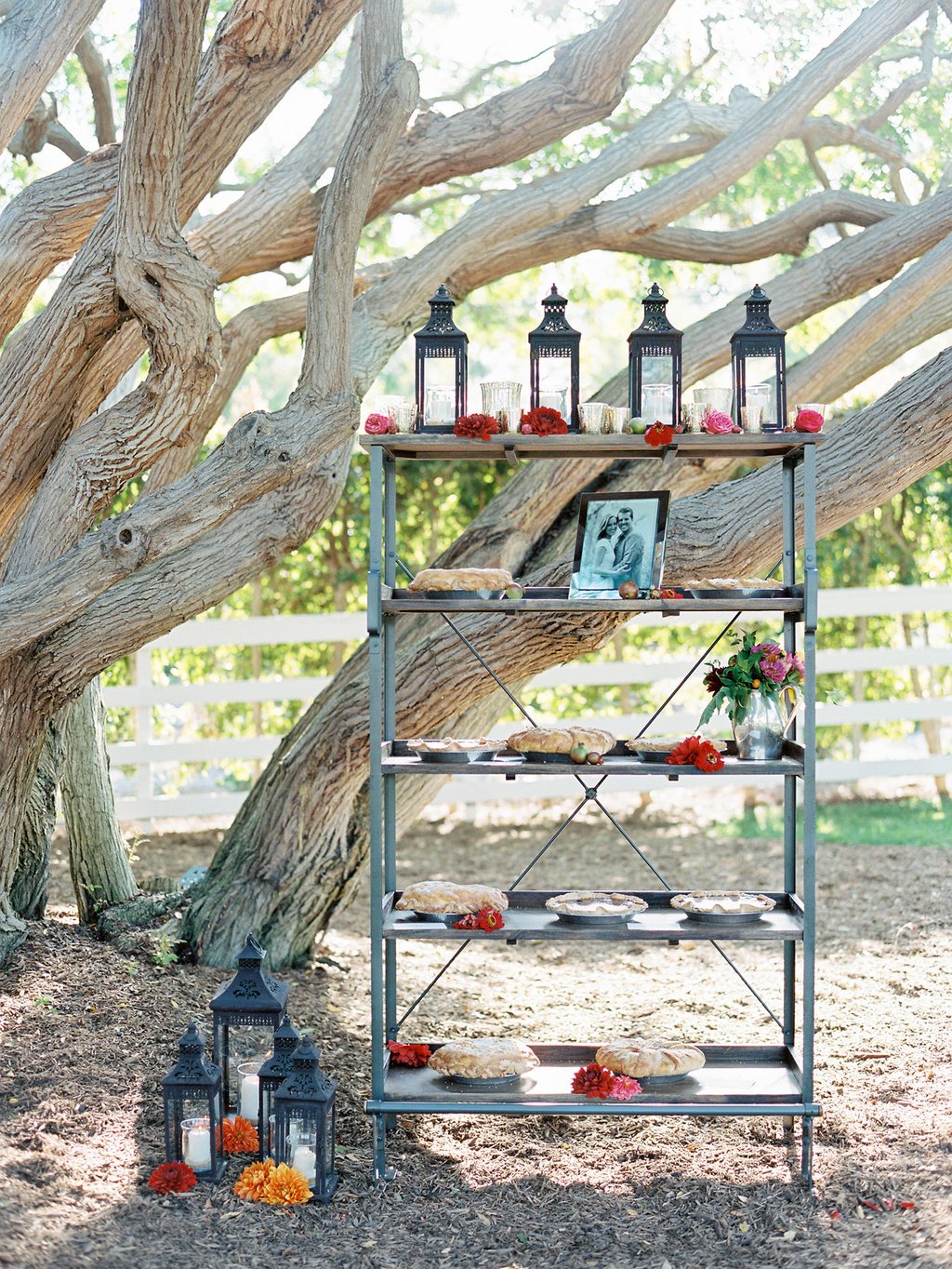 Wedding Pie Station on Tall Shelf