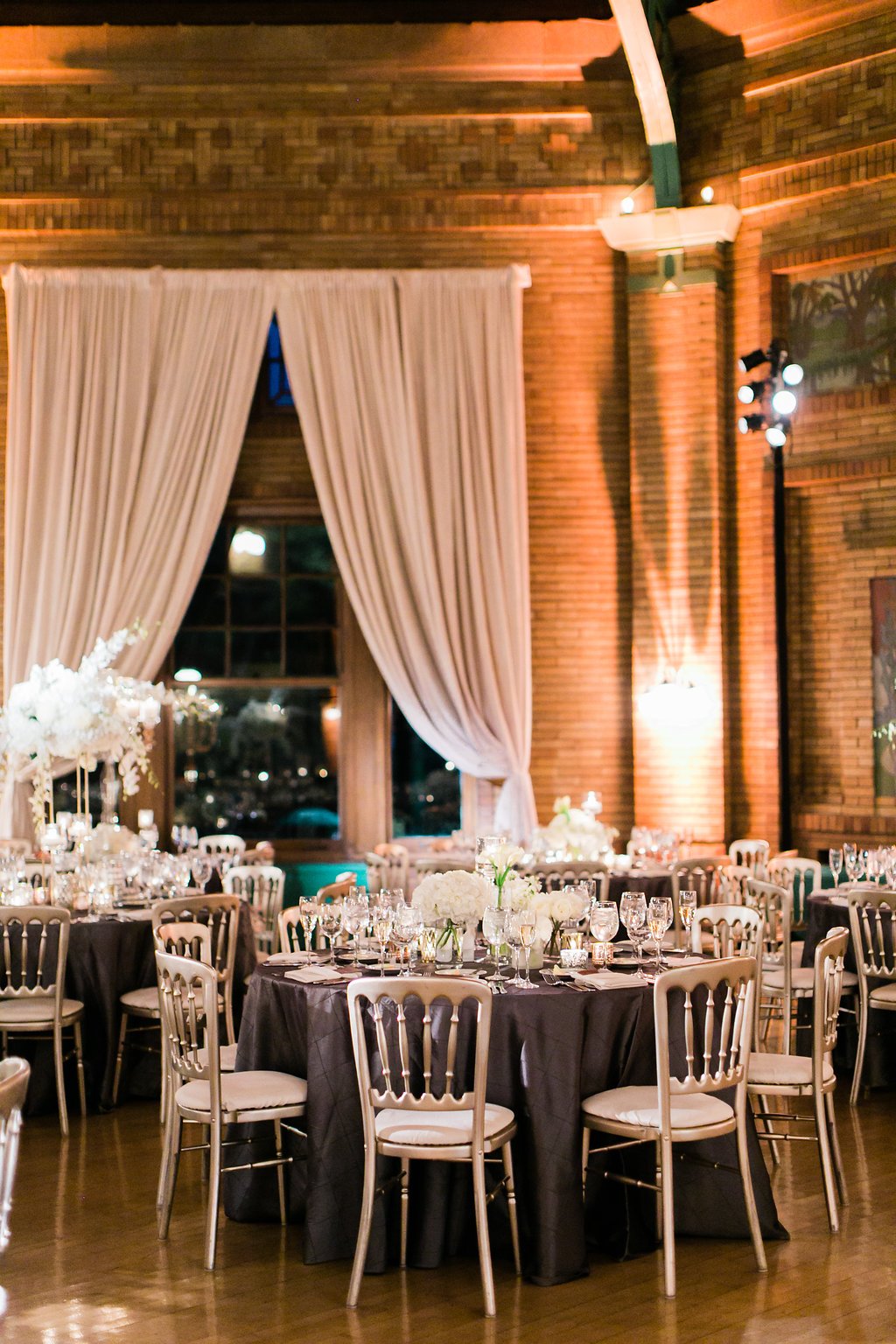 Round Tables in Brick Building