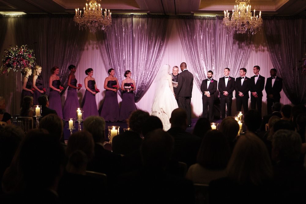 Ceremony Décor Photos - Purple Ceremony Décor in Dim Lighting - Inside ...