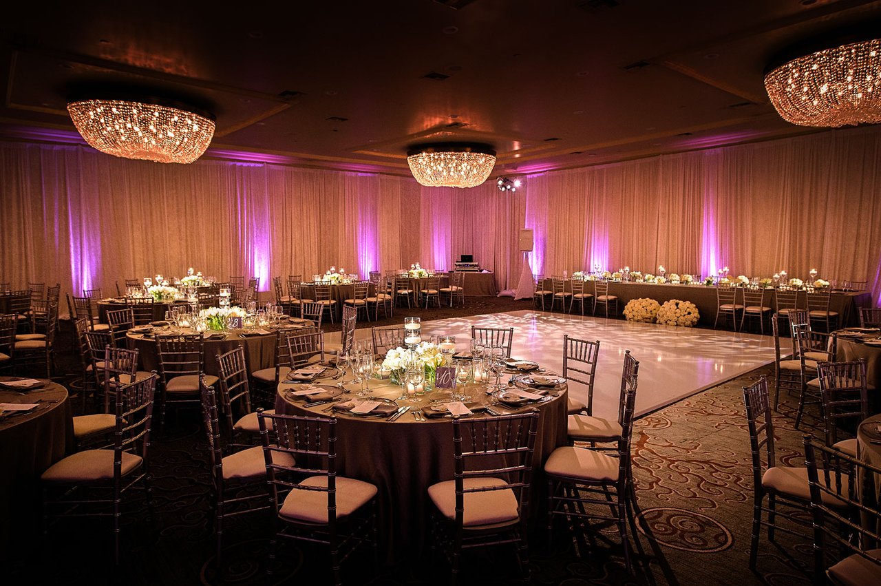 Ballroom with White Dance Floor & Lighting
