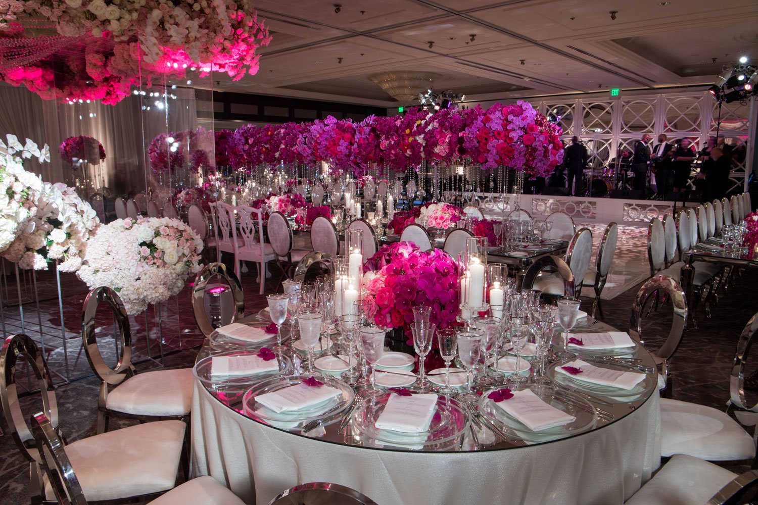 Contemporary Reception with Pink Blooms