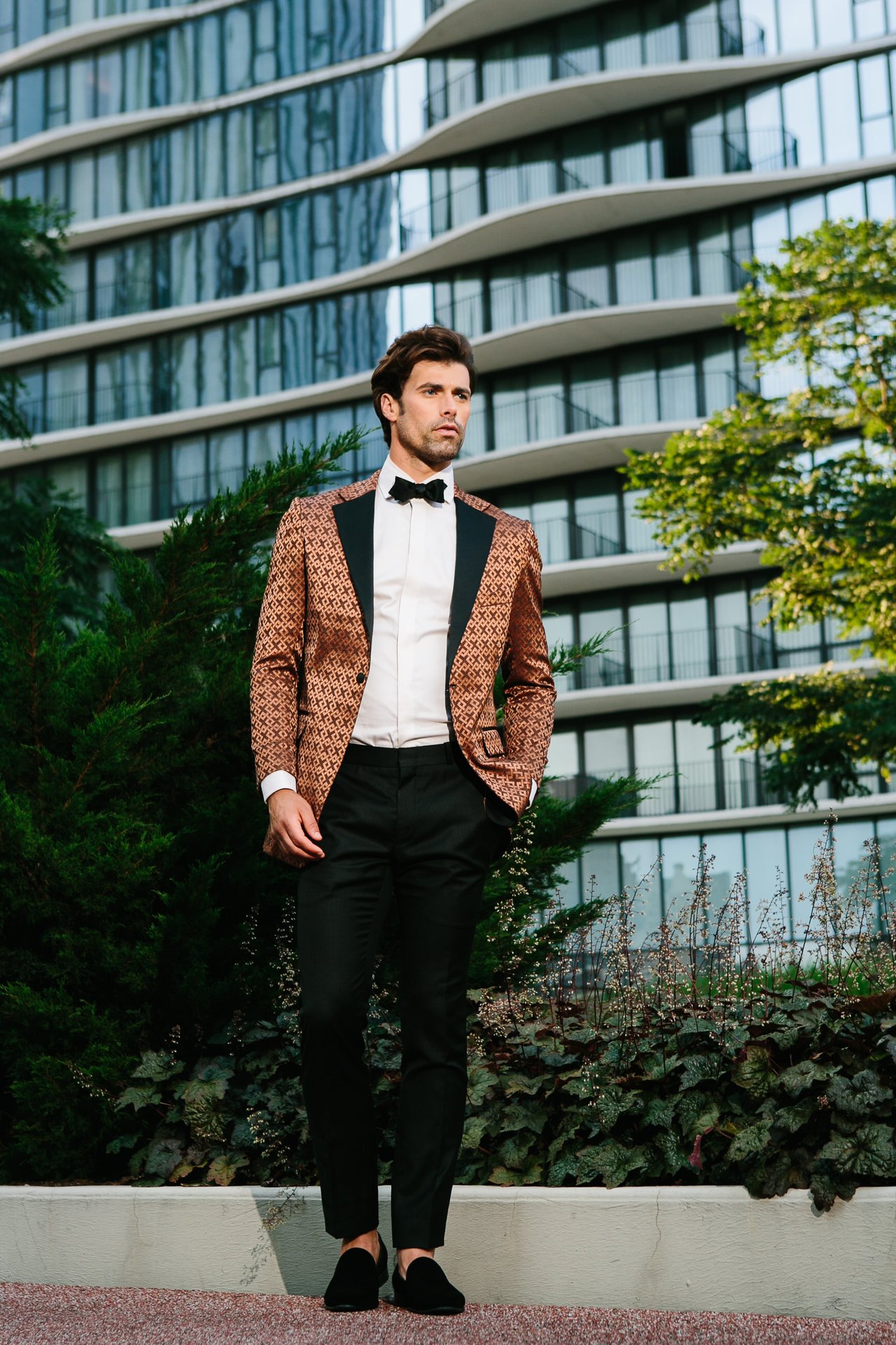 Bronze, Patterned Tuxedo Jacket