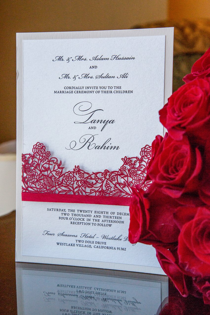 Invitation with Red Floral Design
