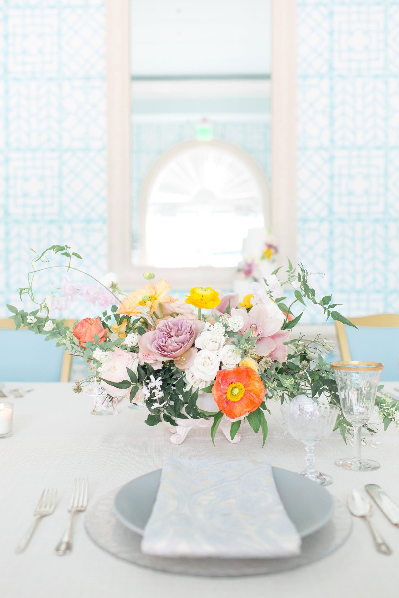 Place Setting with Low Flower Arrangement