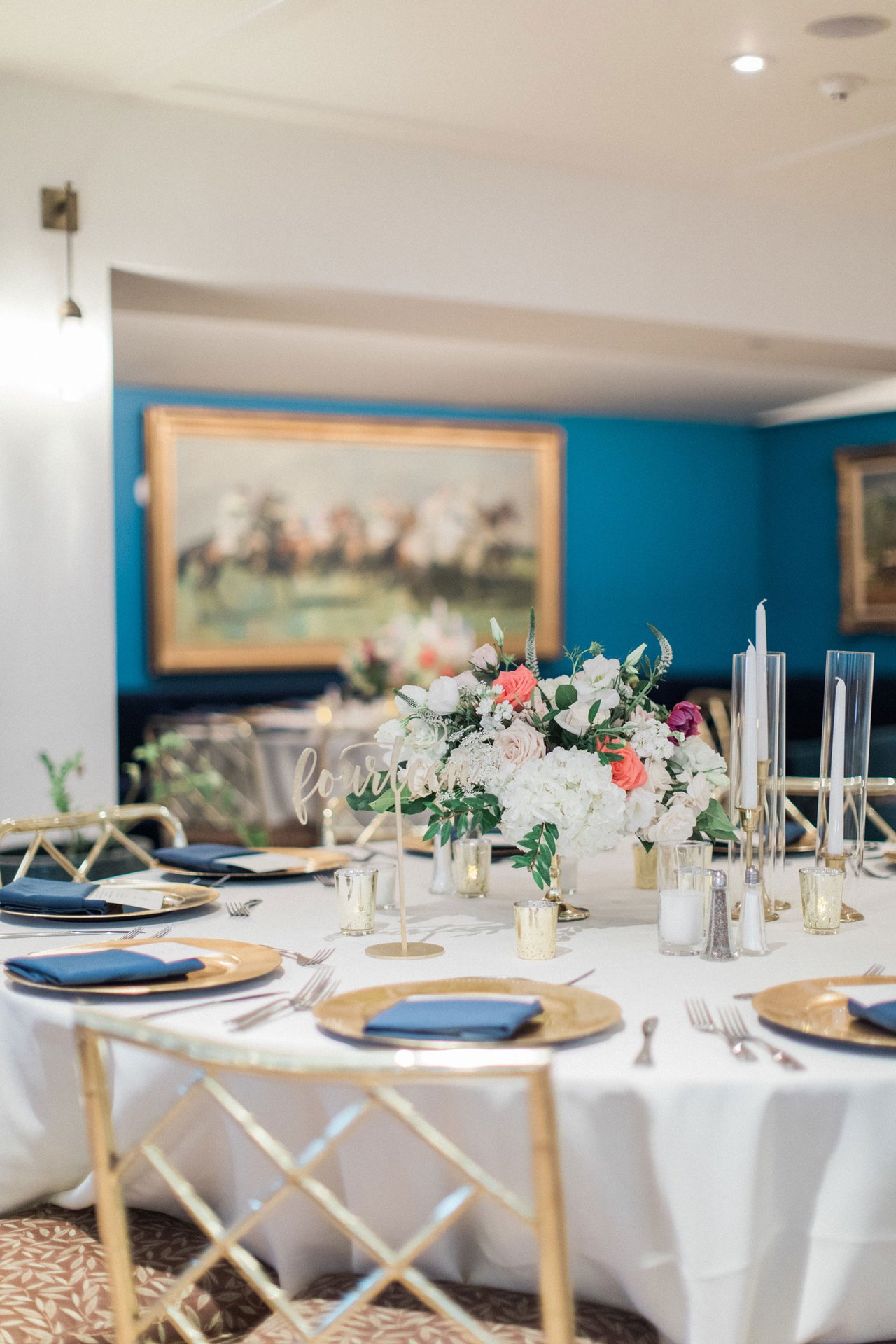 Reception with Gold & Blue Décor