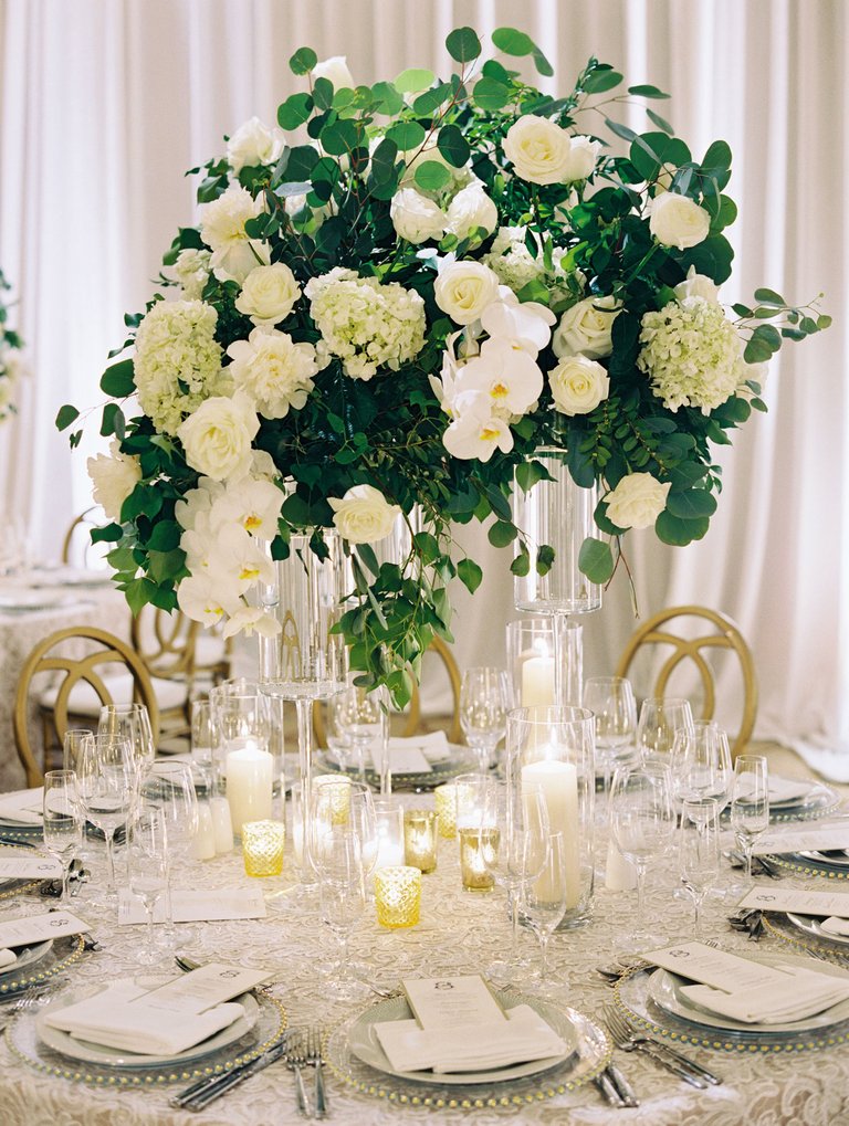 Ivory Flowers & Greenery Centerpiece