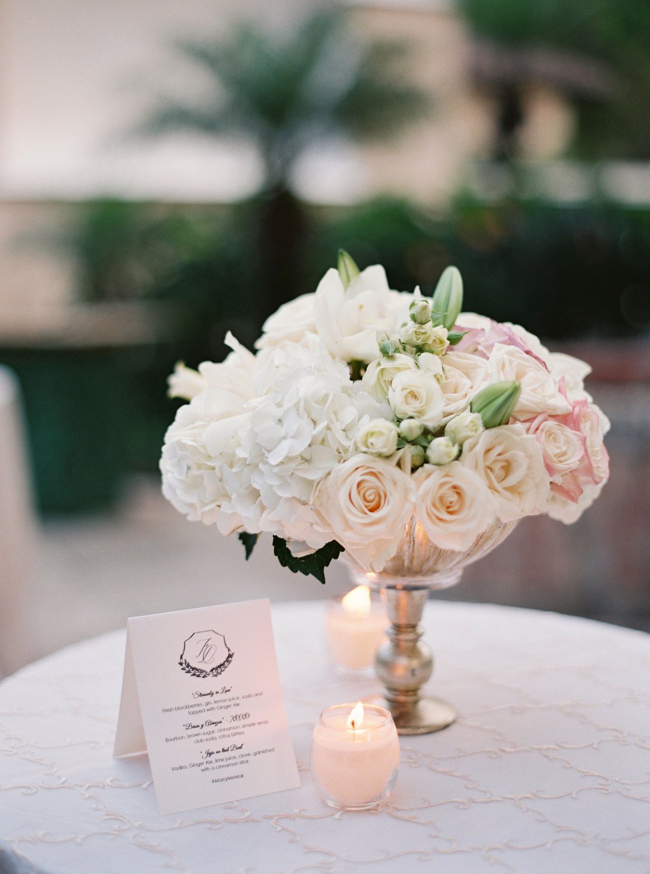 Cocktail Hour Table with Drink Menu