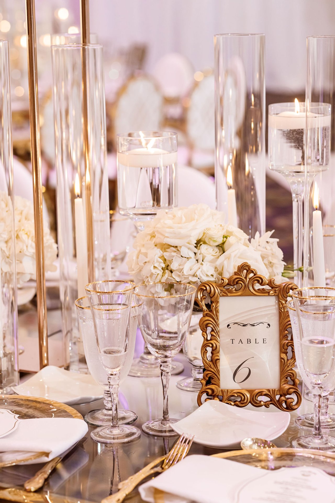 Gold Frame Table Number & Flatware