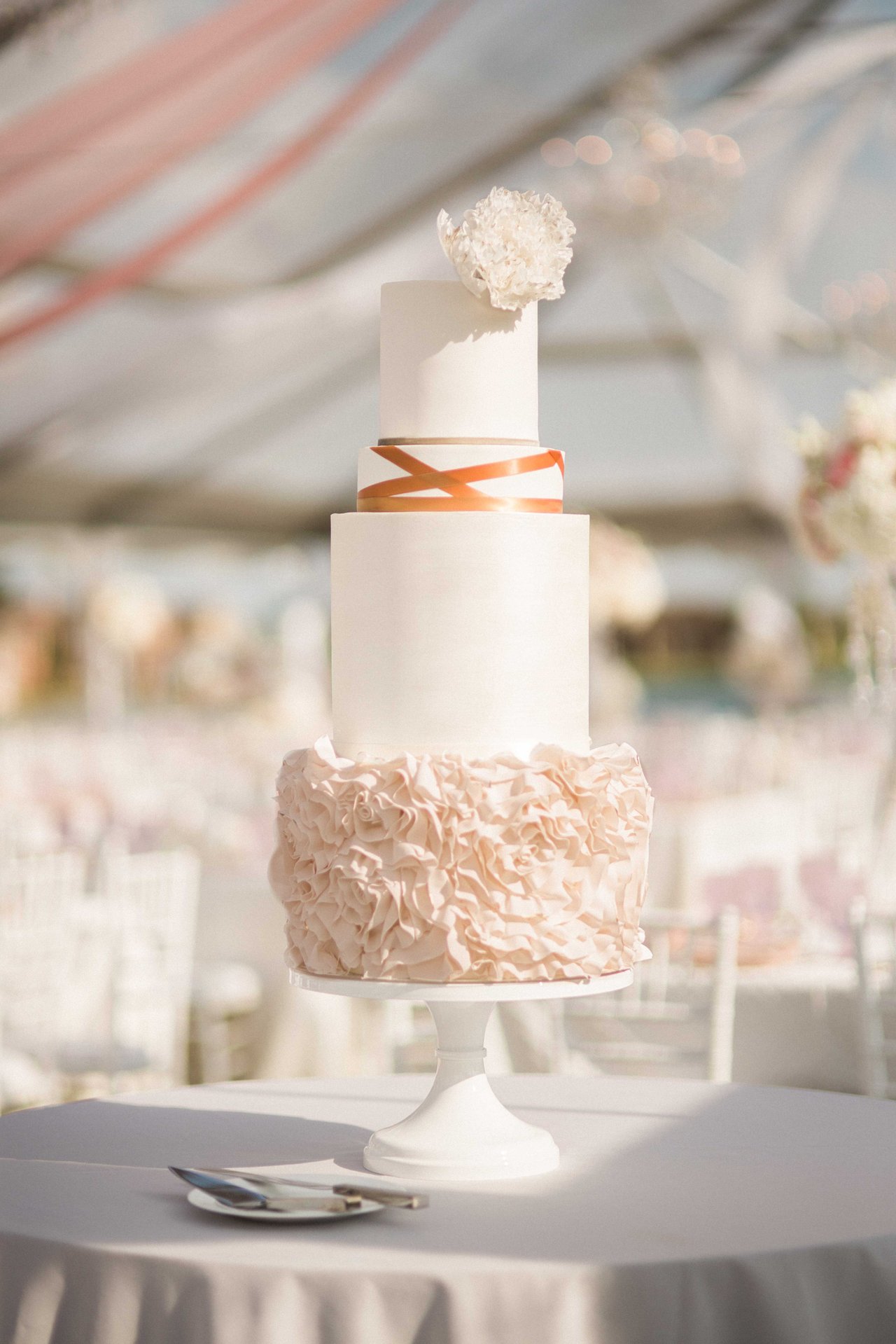 Cake with Ribbon and Ruffle Details