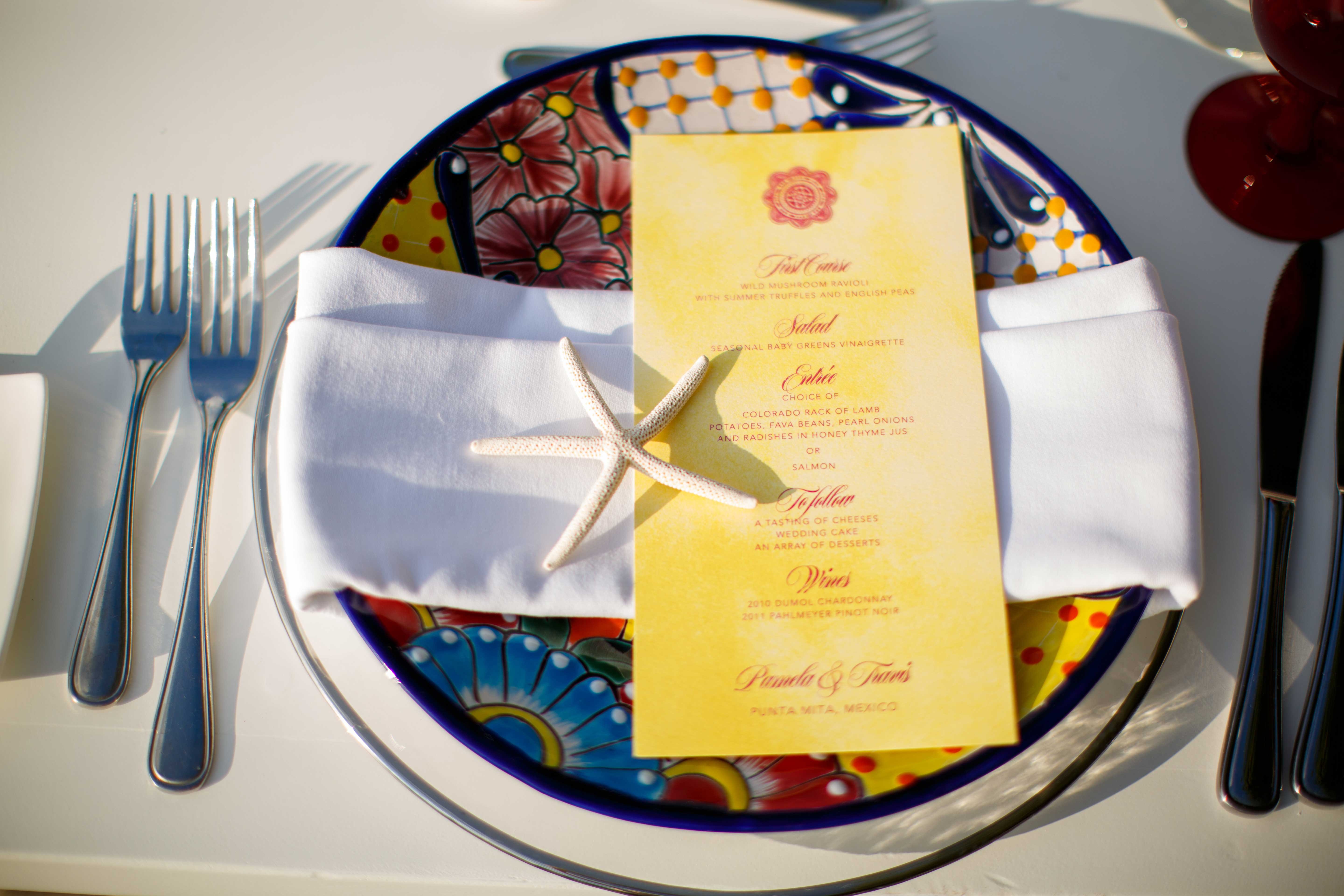 Colorful Charger Plate, Red & Yellow Menu