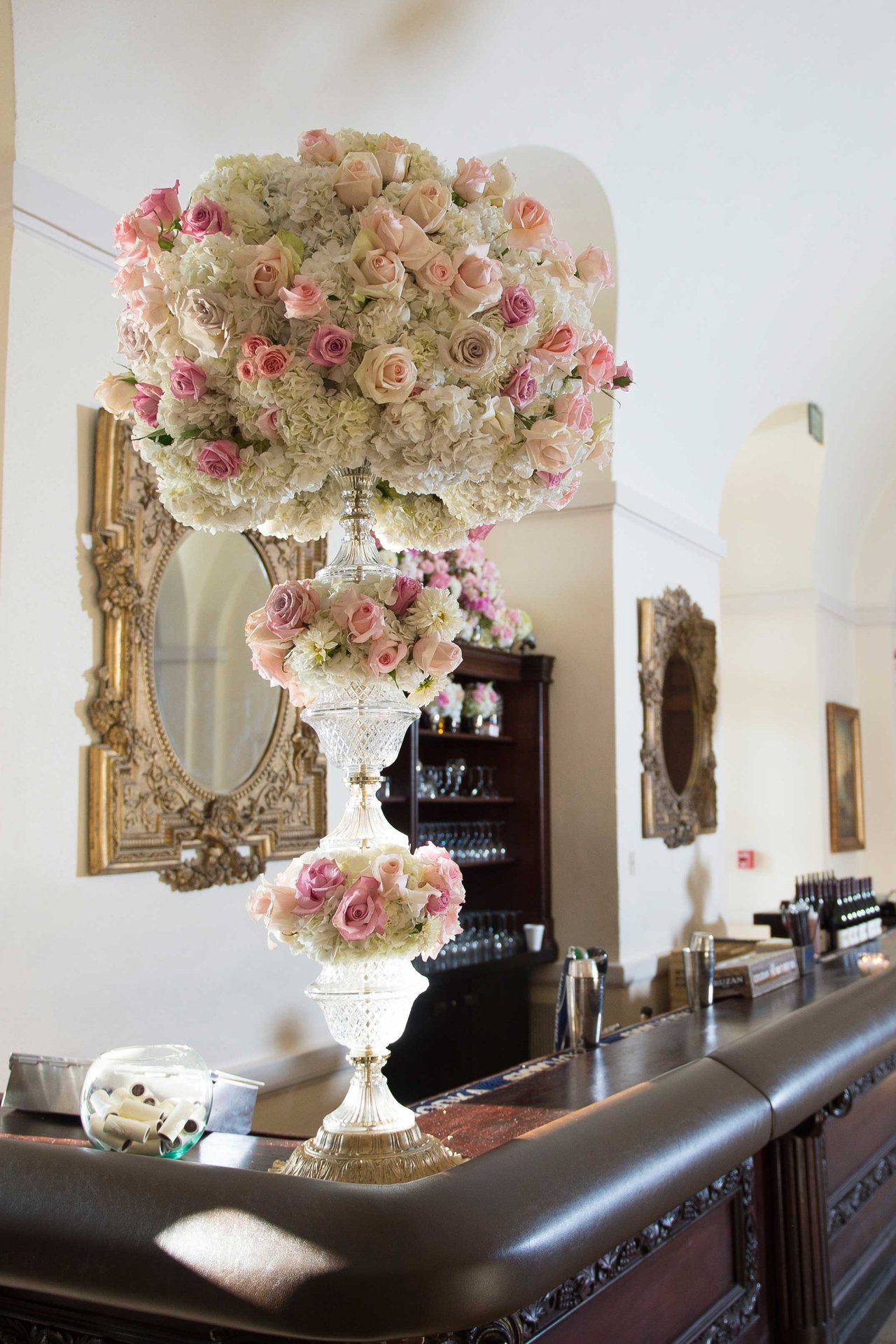 Crystal Arrangement on Wedding Bar