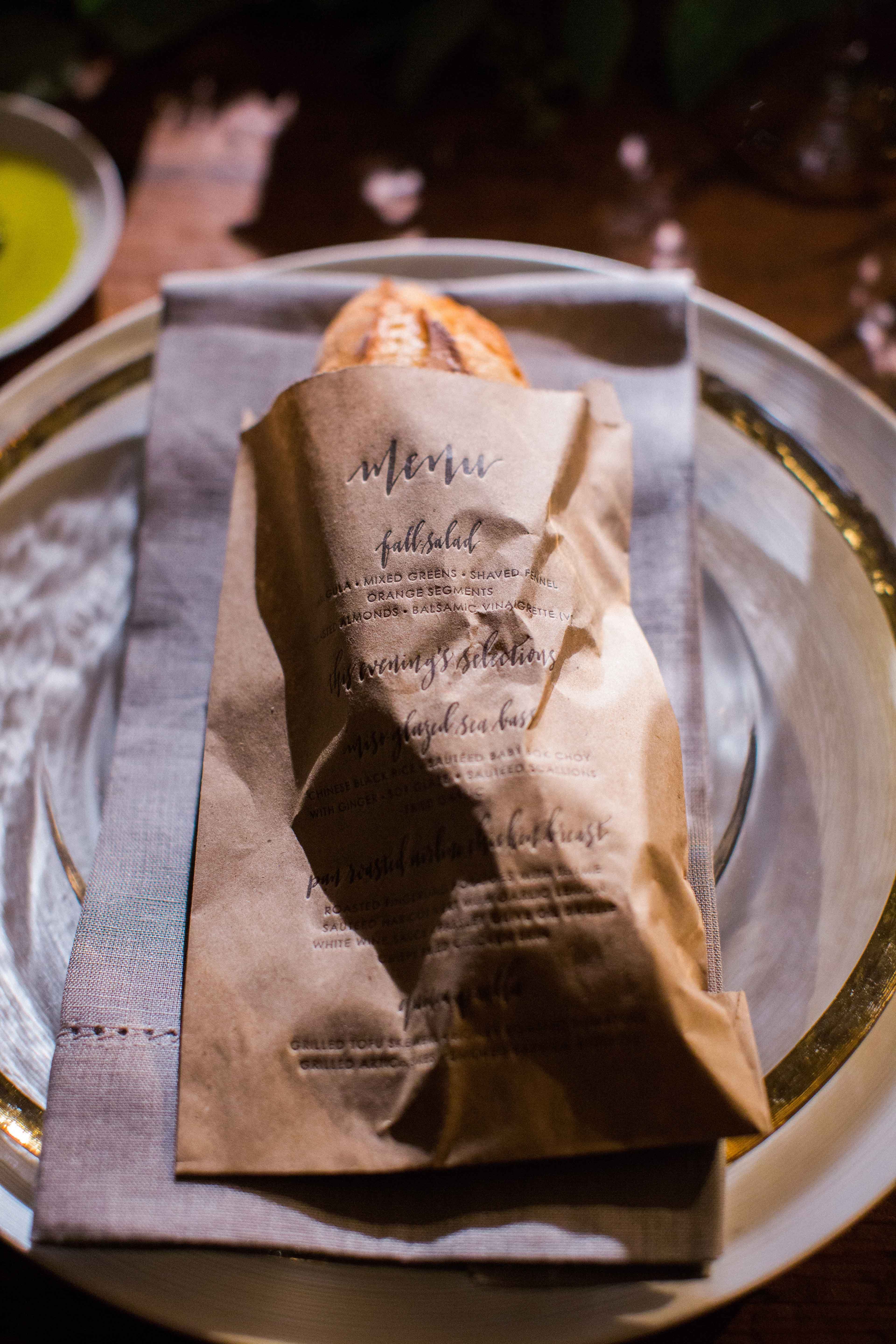 Baguette in Kraft Paper Menu Bag