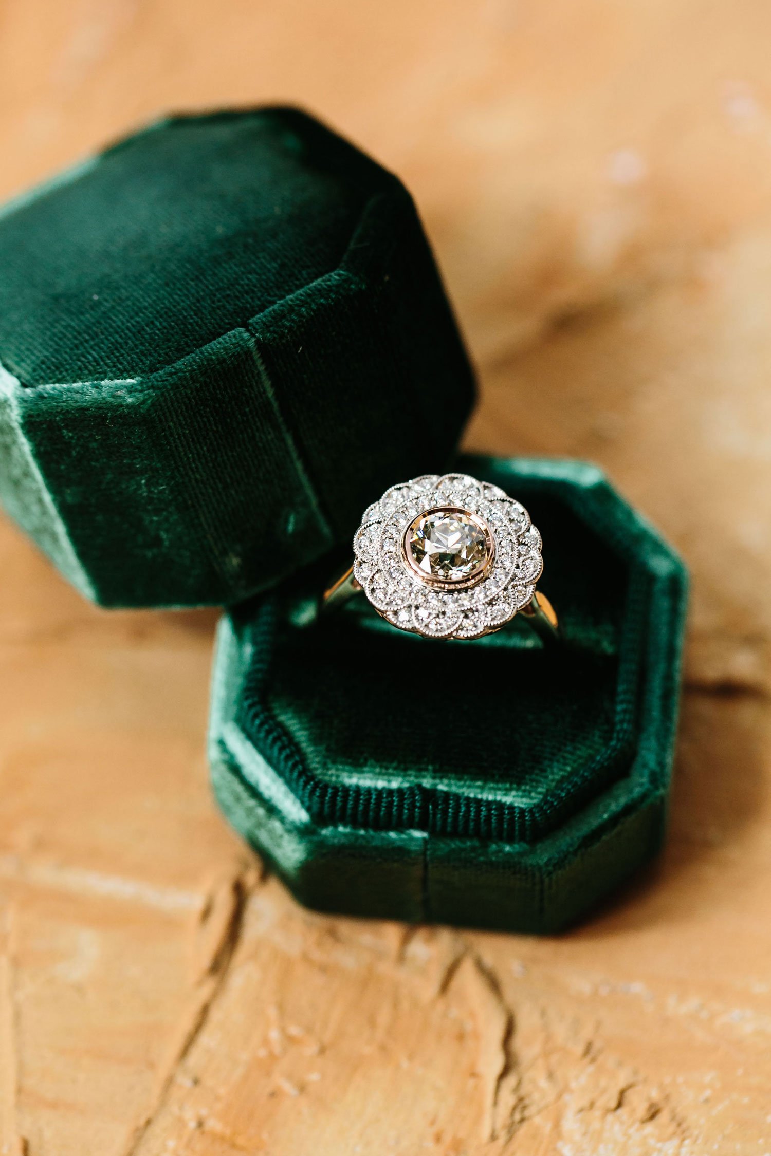 Vintage-Inspired Ring in Emerald Box