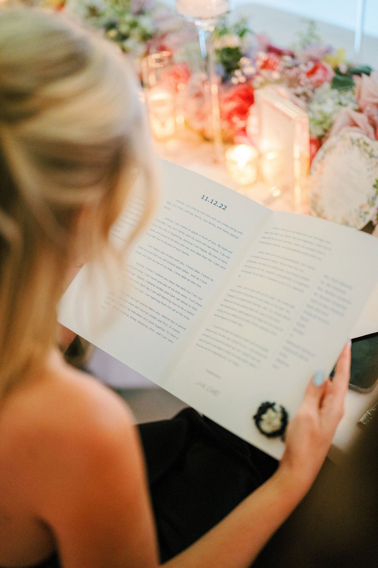 Guest Reading "Note from Dad" at Wedding