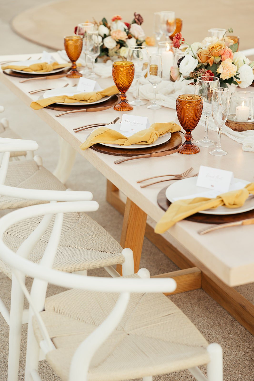 Sunset-Toned Wedding Tablescape
