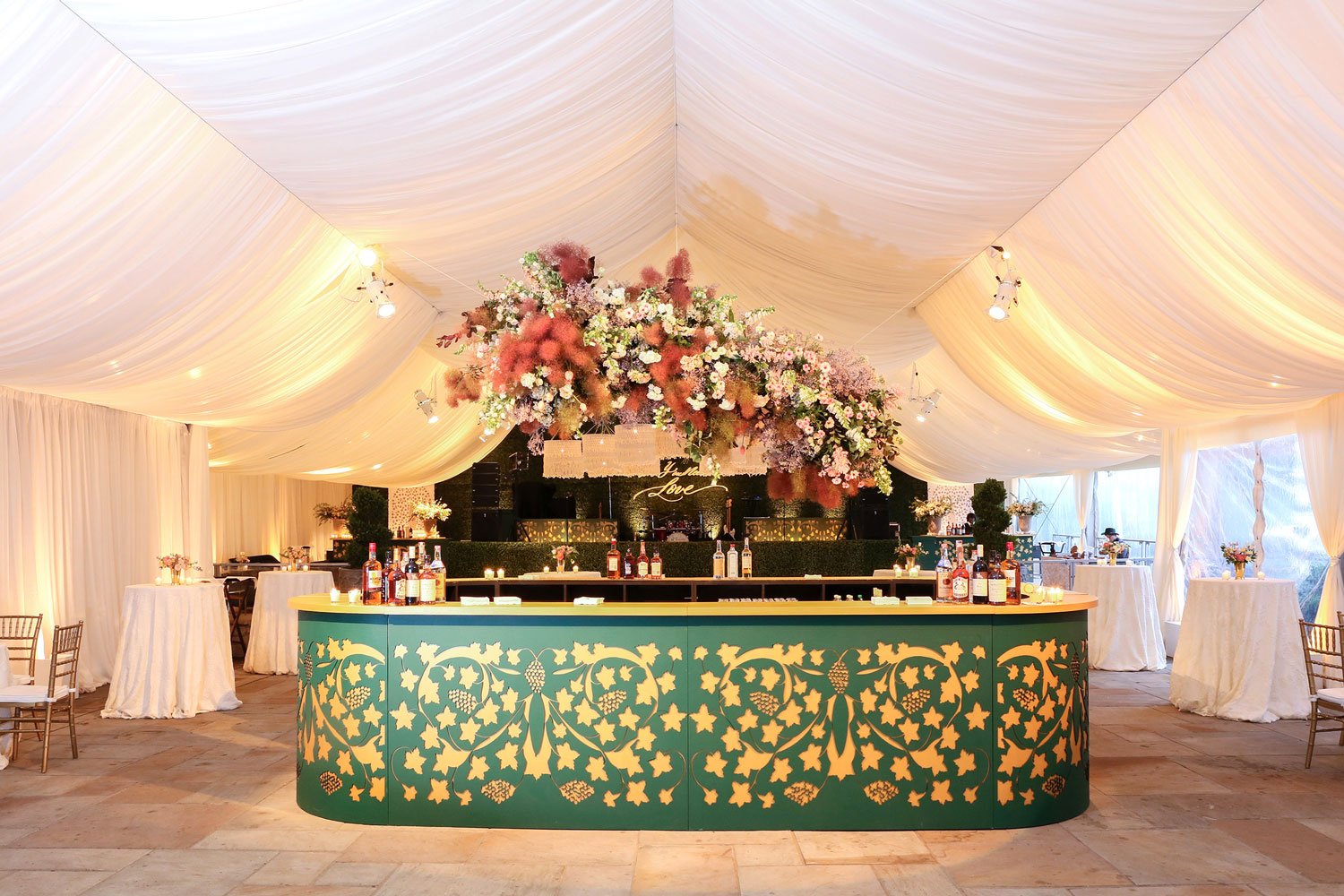 Green + Gold Wedding Bar