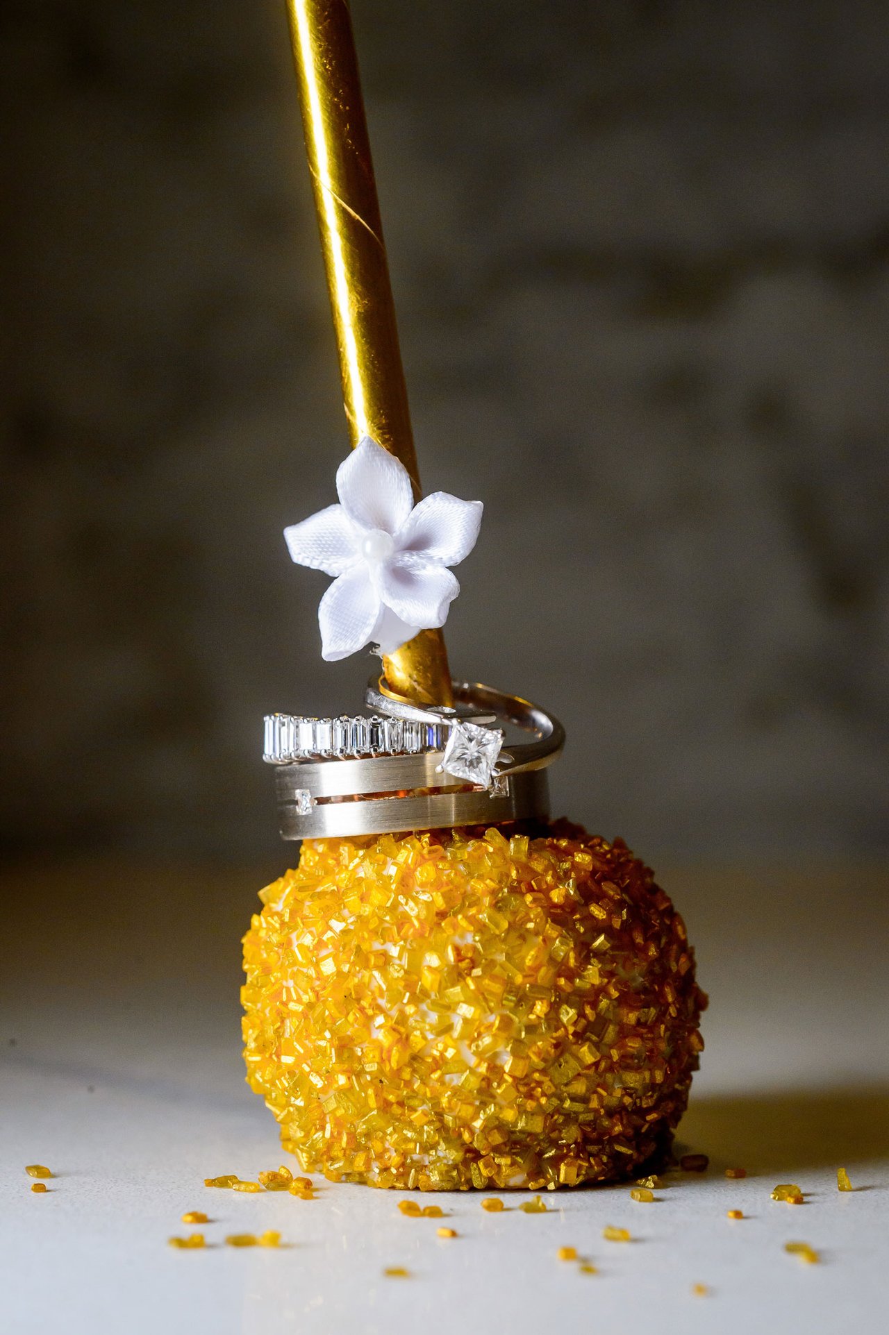 Couple's Rings on Gold Cake Pop