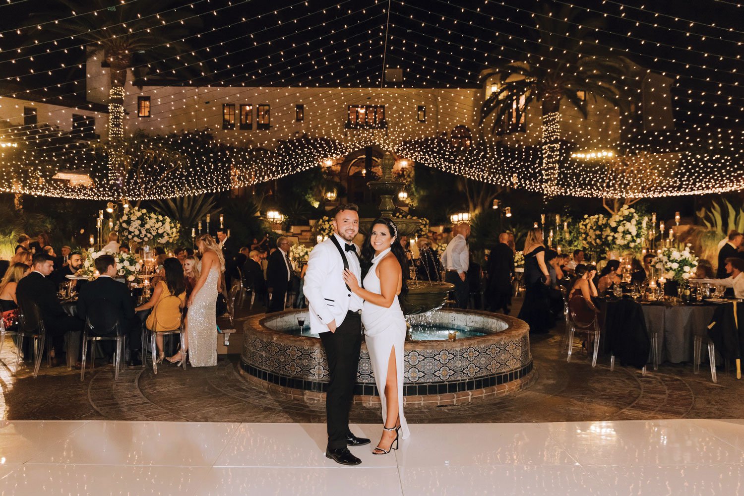 Bride in Reception Dress with Groom