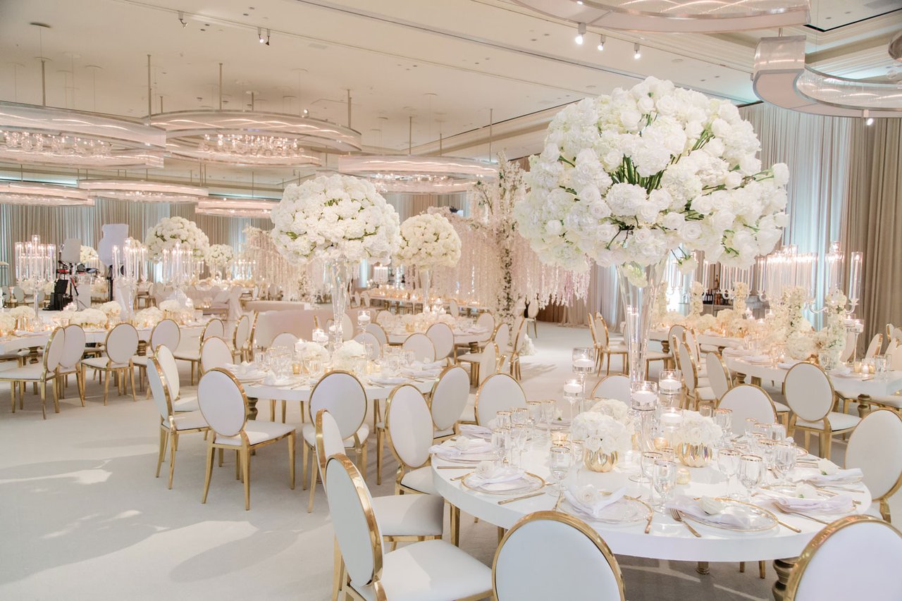 White & Gold Luxury Ballroom Wedding