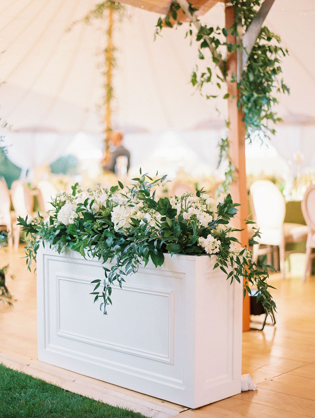 Flower Boxes at Wedding Tent Perimeter